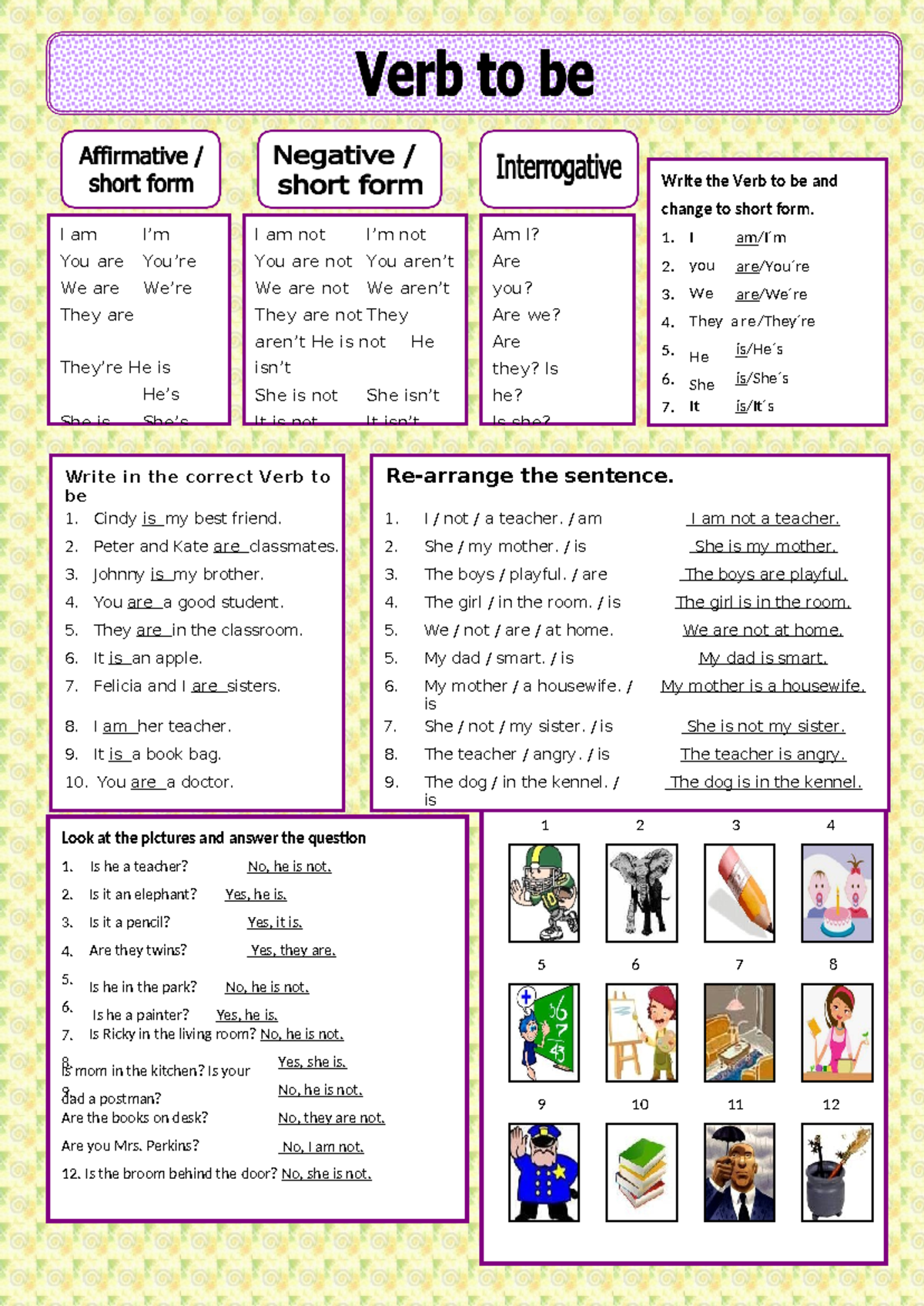 Verb-to-be-grammar-drills 803 - am/I ́m are/You ́re are/We ́re 12. Is ...