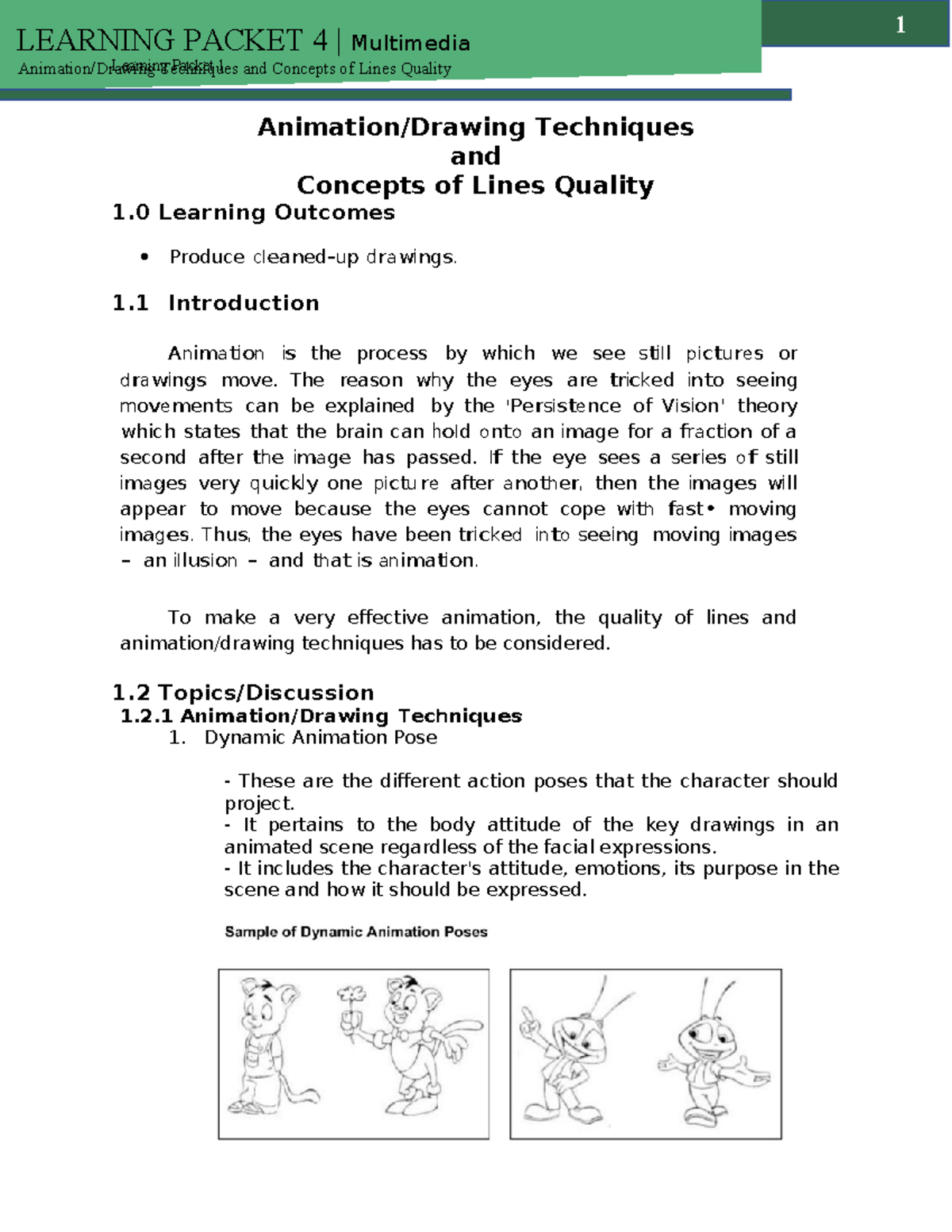 Packet 4 Lecture: Animation & Drawing Techniques Overview - Studocu