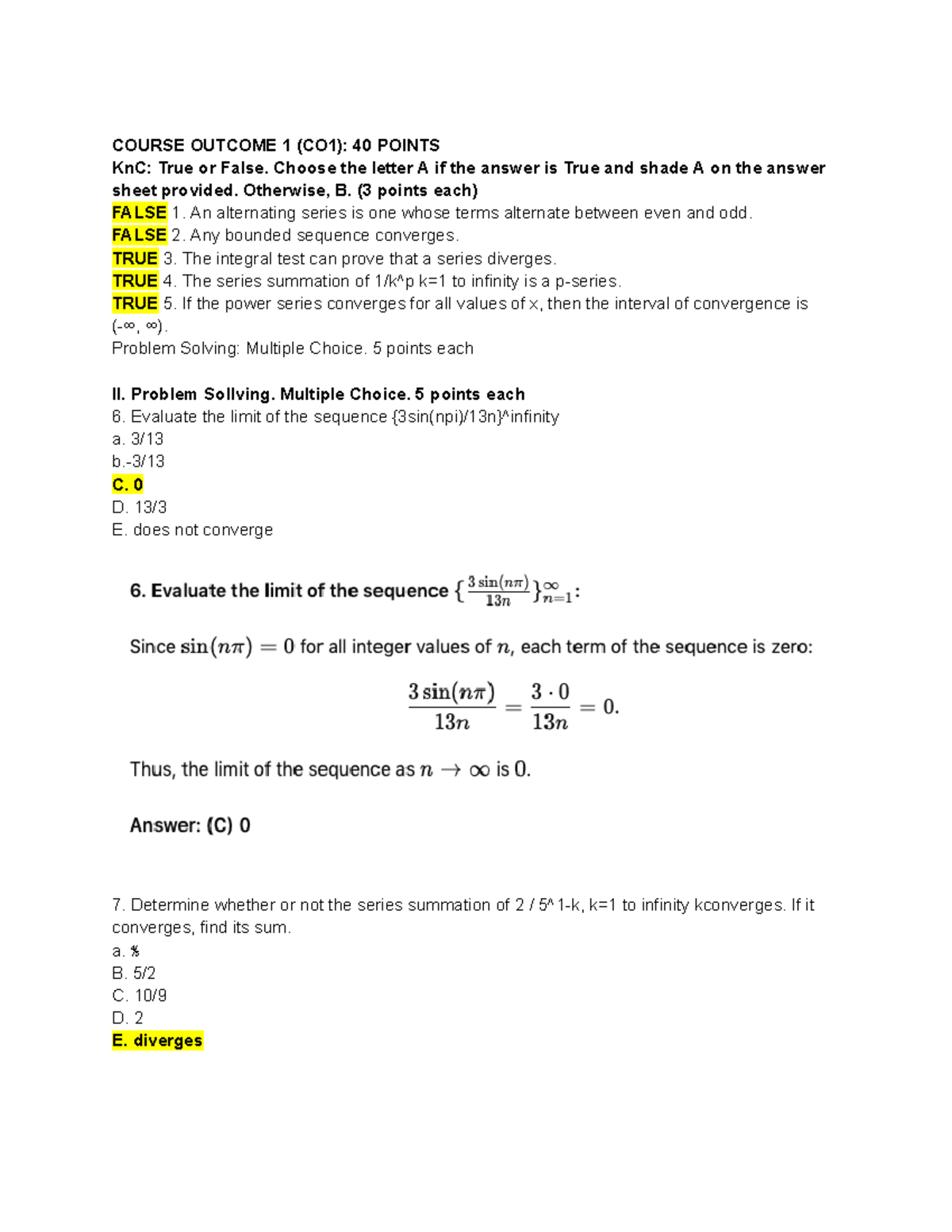Calculus%203%20 Reviewer - COURSE OUTCOME 1 (CO1): 40 POINTS KnC: True ...