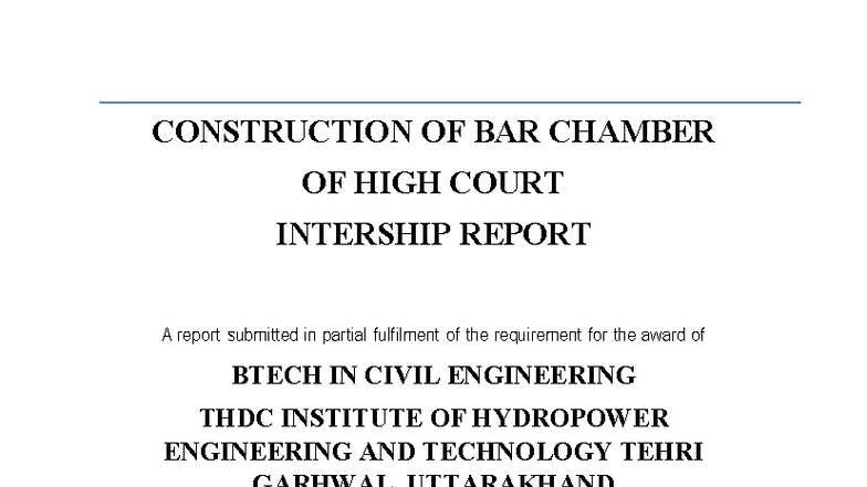BTECH Civil Engineering Internship Report: Bar Chamber Construction ...