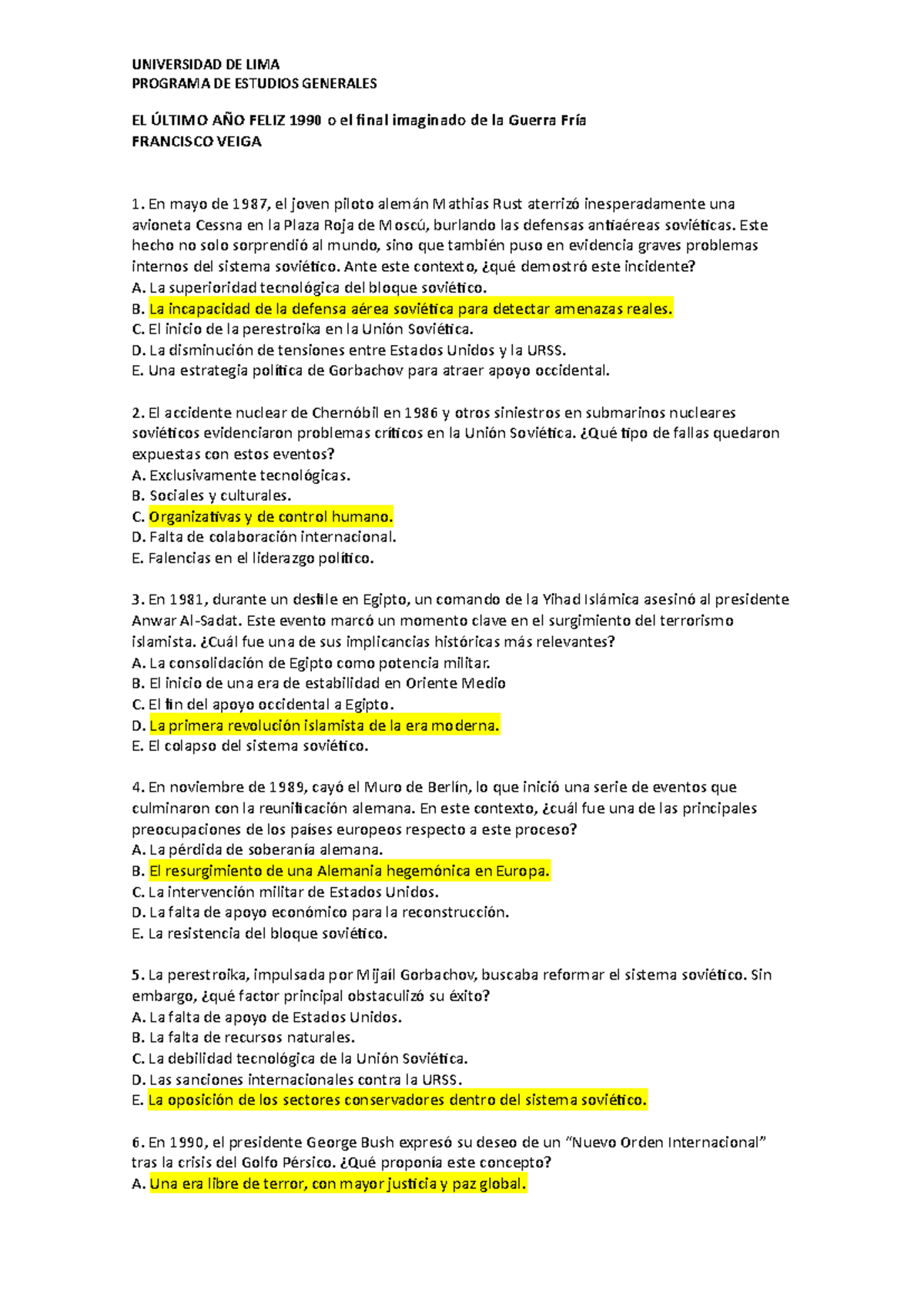 Repaso de Lectura 3: El Último Año Feliz y la Guerra Fría - UDL - Studocu