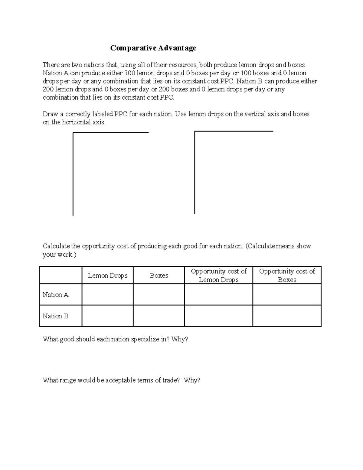Comparative Advantage Practice 2 - Analyzing Nation Specialization and ...