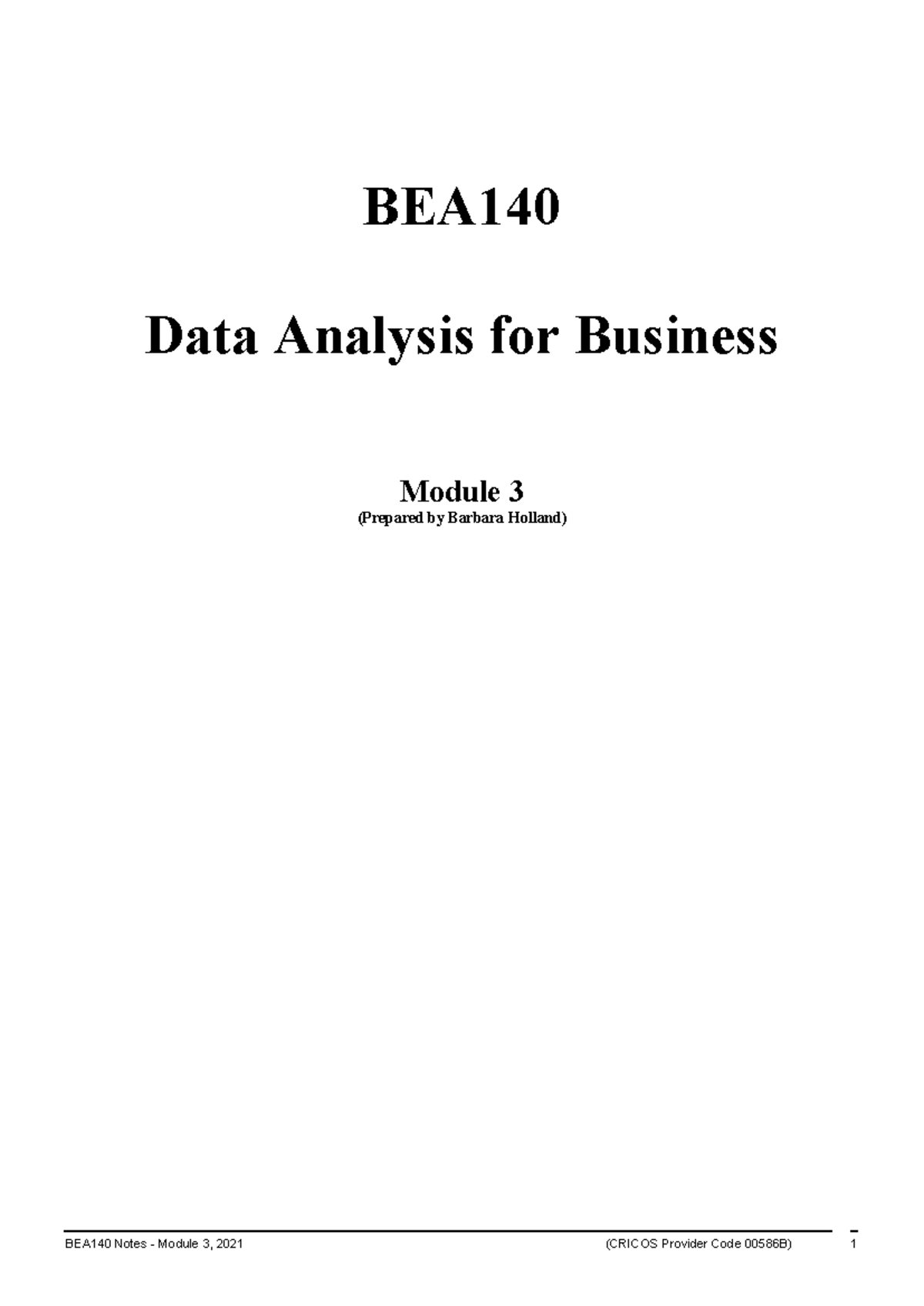 Module 3 Probability and Distribution - BEA140 Notes - Module 3, 2021 ...