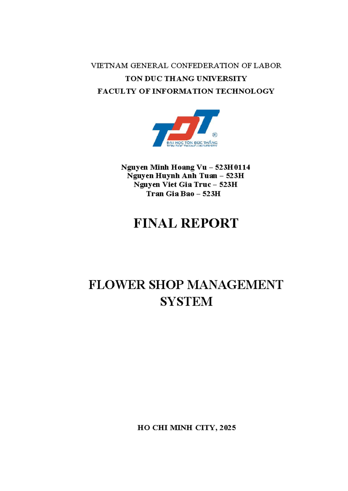 SE-50: Final Report on Flower Shop Management System - Studocu
