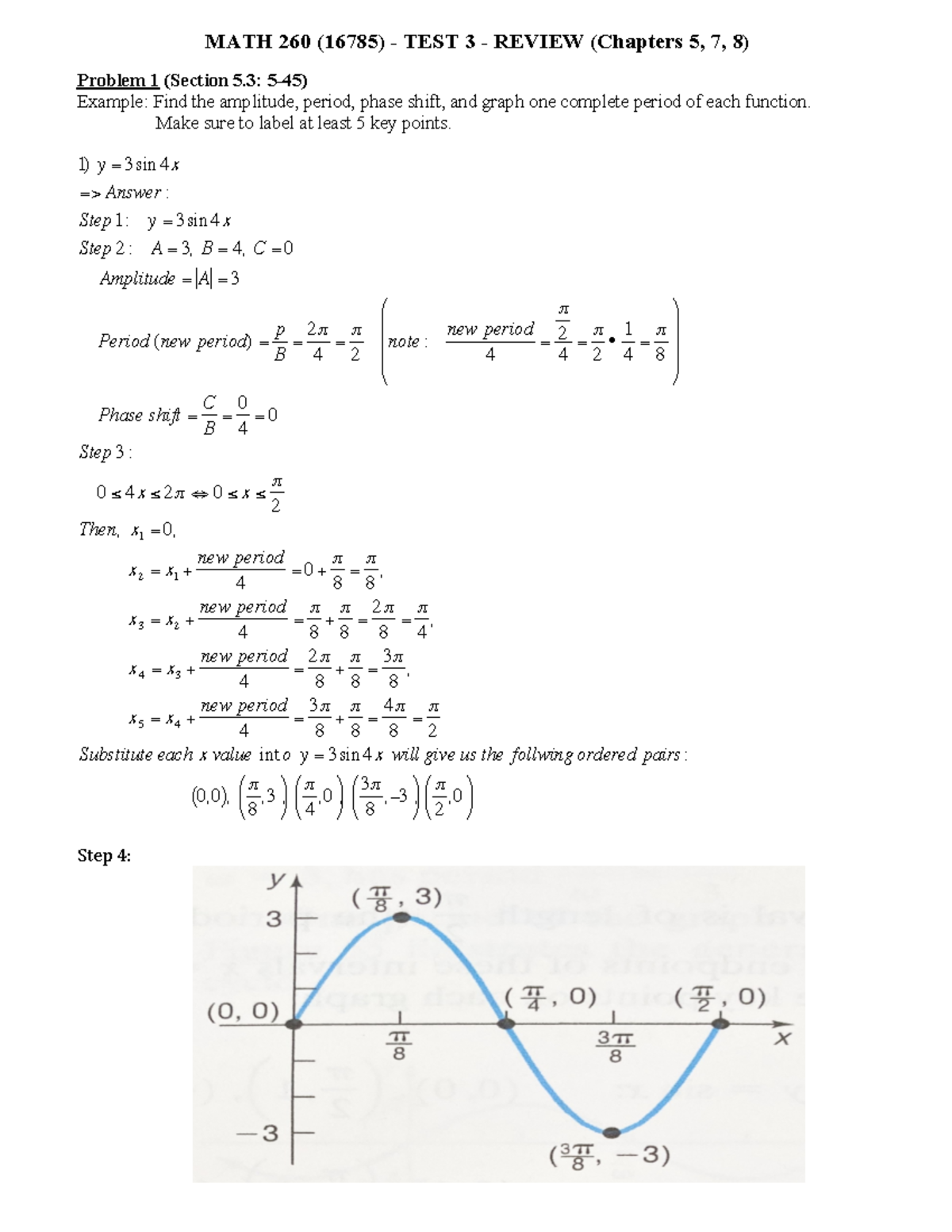 MATH 260 (16785) - Test 3 Review: Key Concepts from Chapters 5, 7, 8 ...