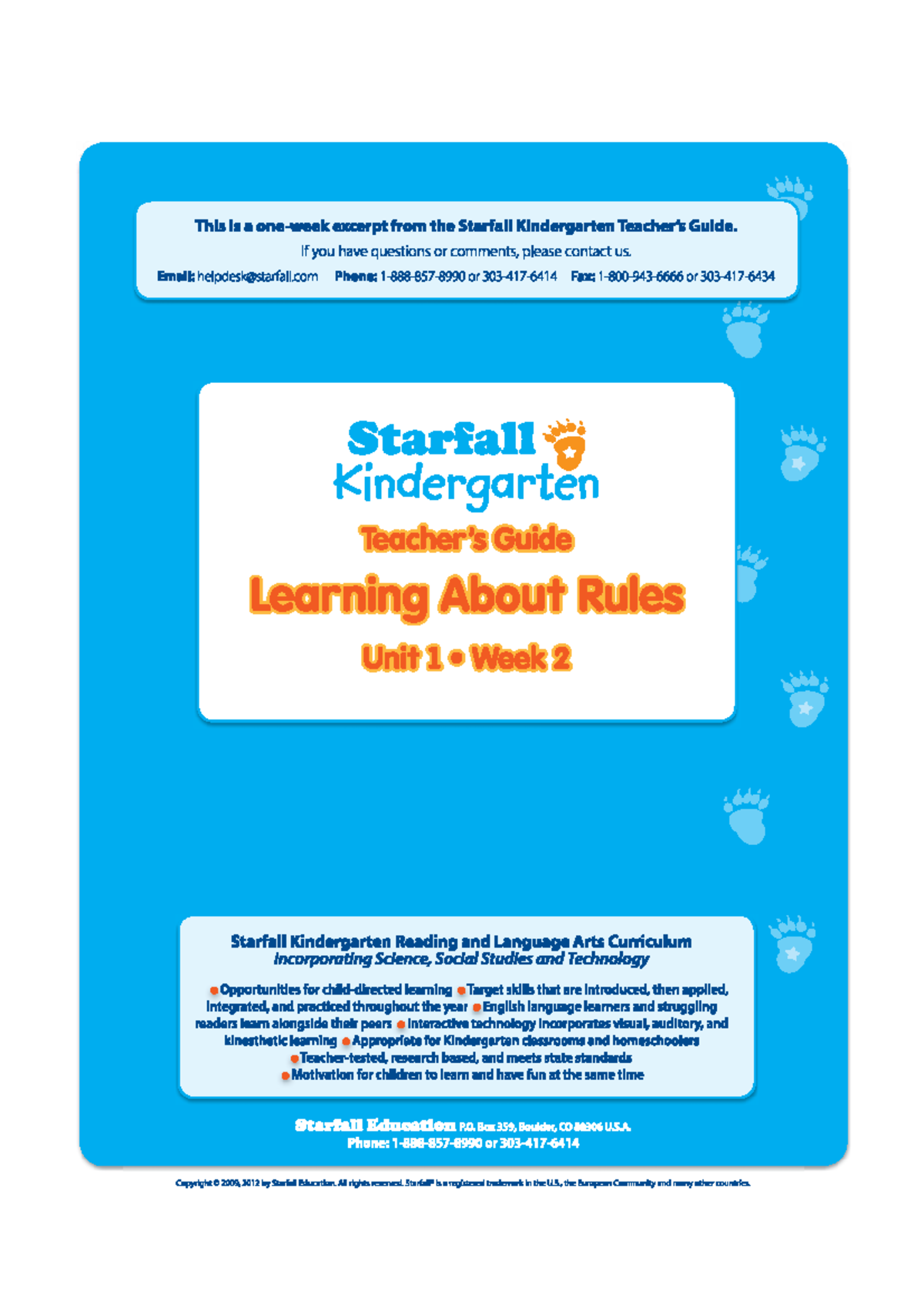 Starfall Kindergarten Curriculum: Learning About Rules - Unit 1, Week 2 ...