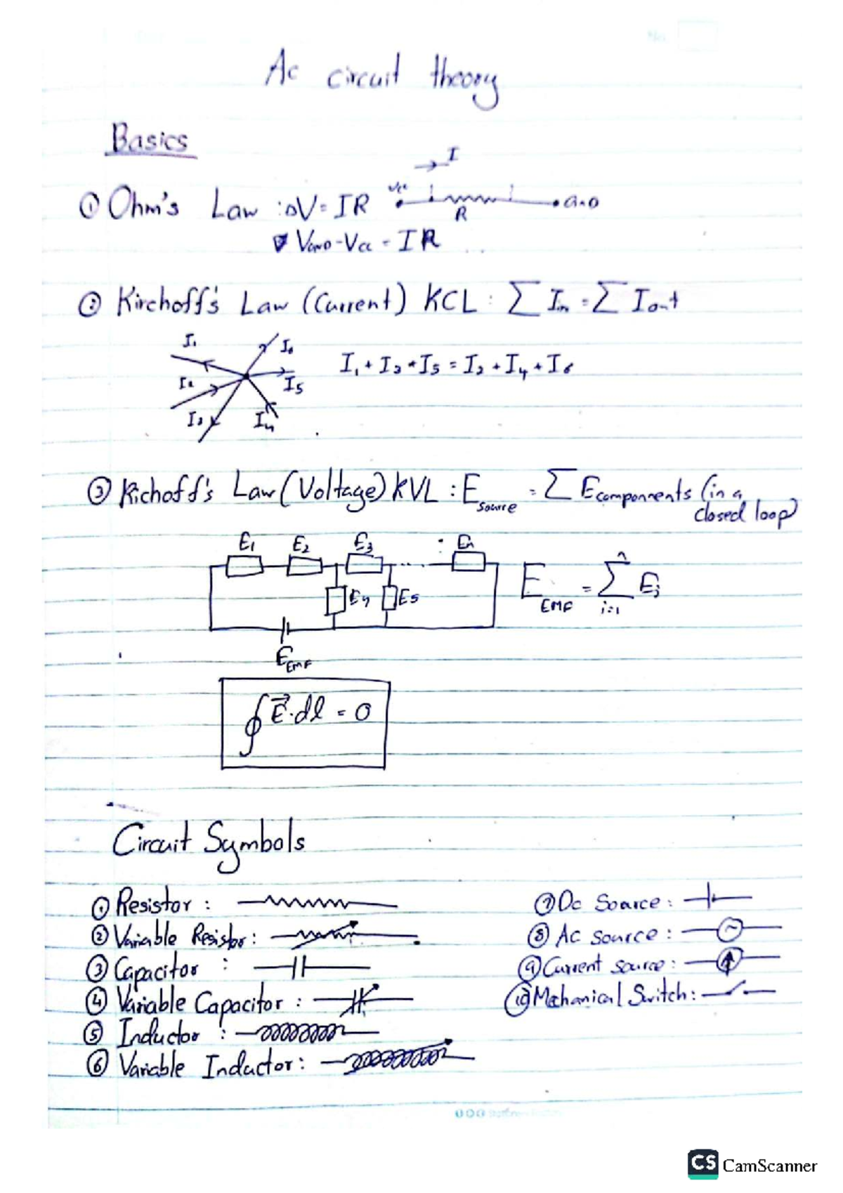 AC Circuit Theory Basics I: Understanding KCL, KVL, and Components - Studocu
