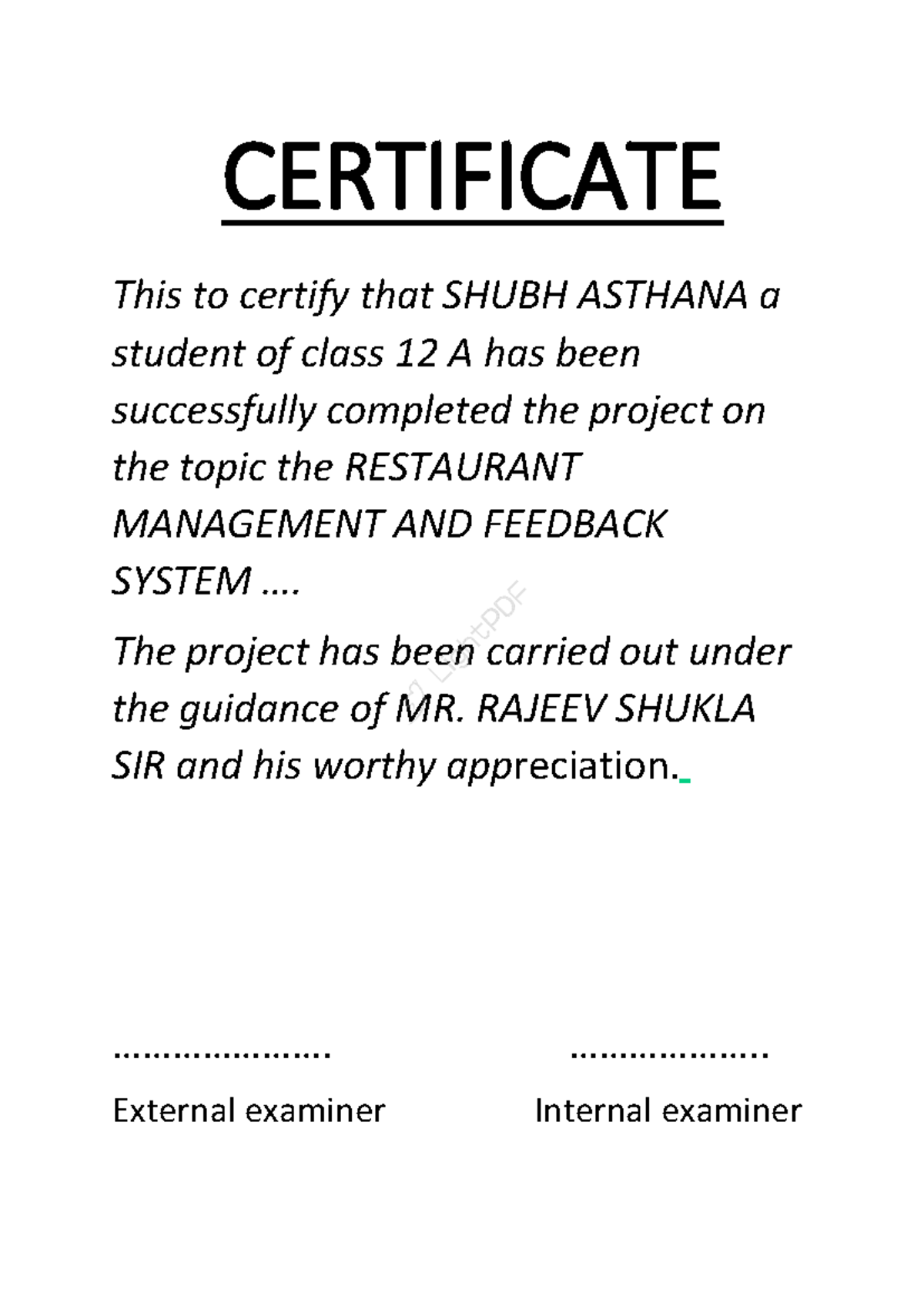 Certificate - b bb - Computer Science SL - CERTIFICATE This to certify ...