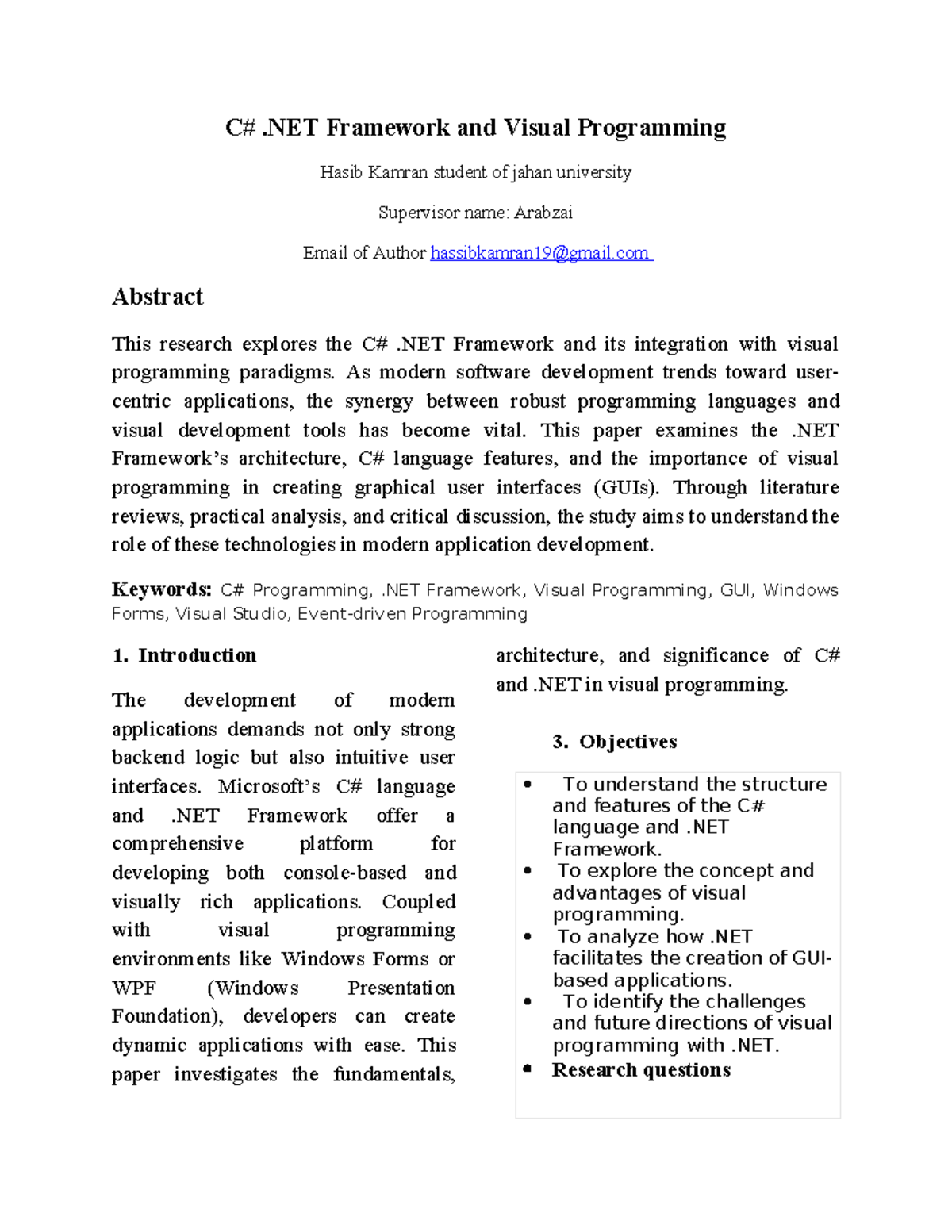 C# .NET Framework: Exploring Visual Programming Paradigms - Studocu
