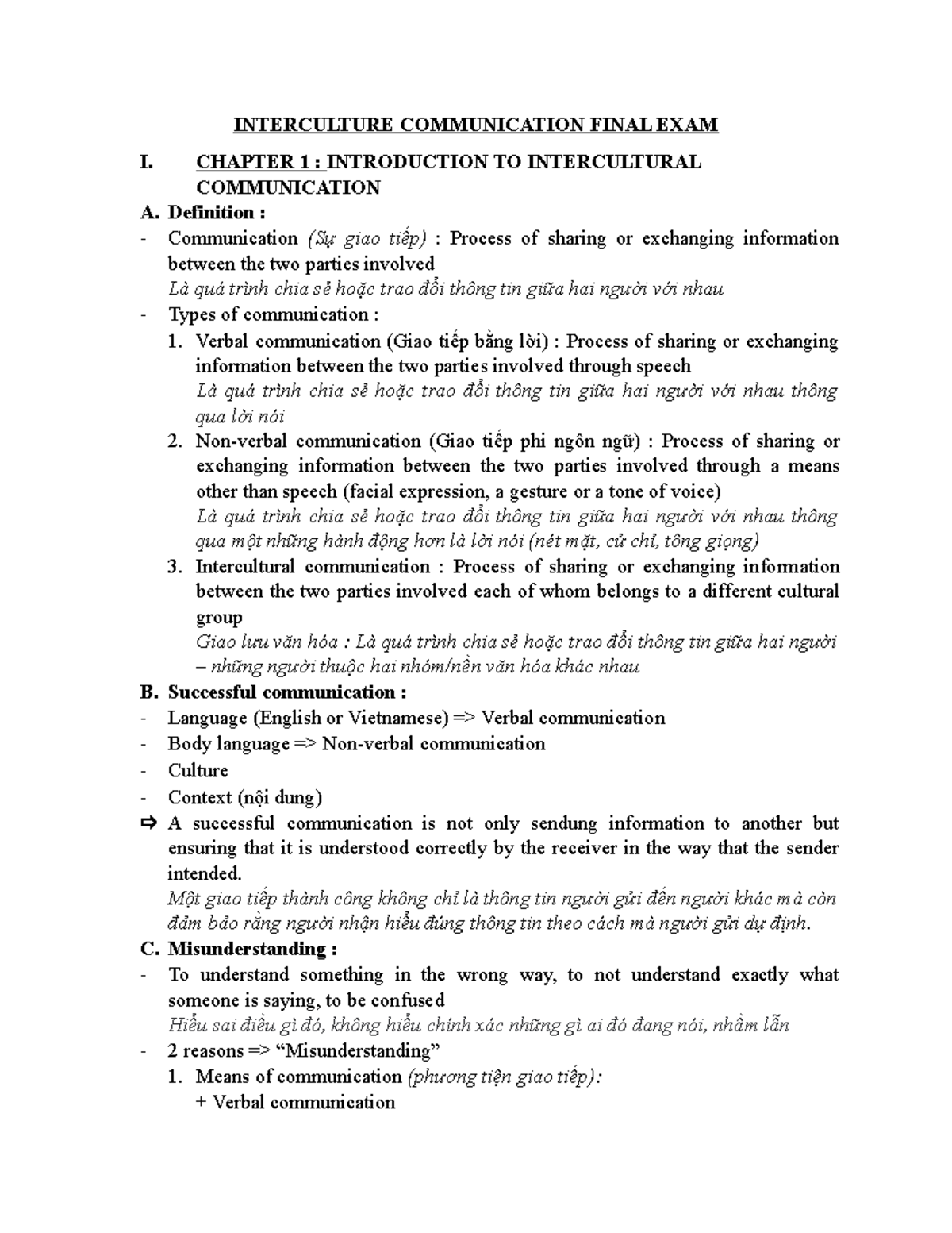 Interculture Communication: Final Exam Review and Key Concepts - Studocu