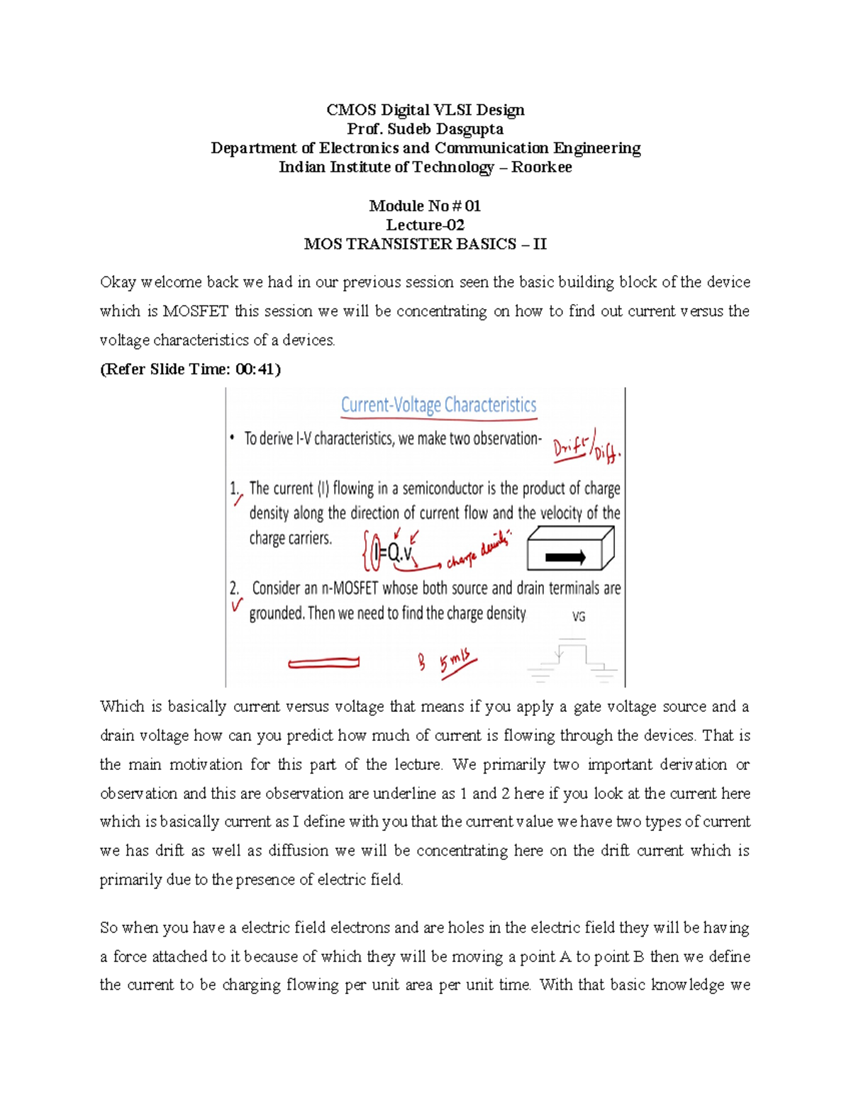 Lec2NOTES of CMOS VLSI: MOS Transistor Basics and Current-Voltage - Studocu