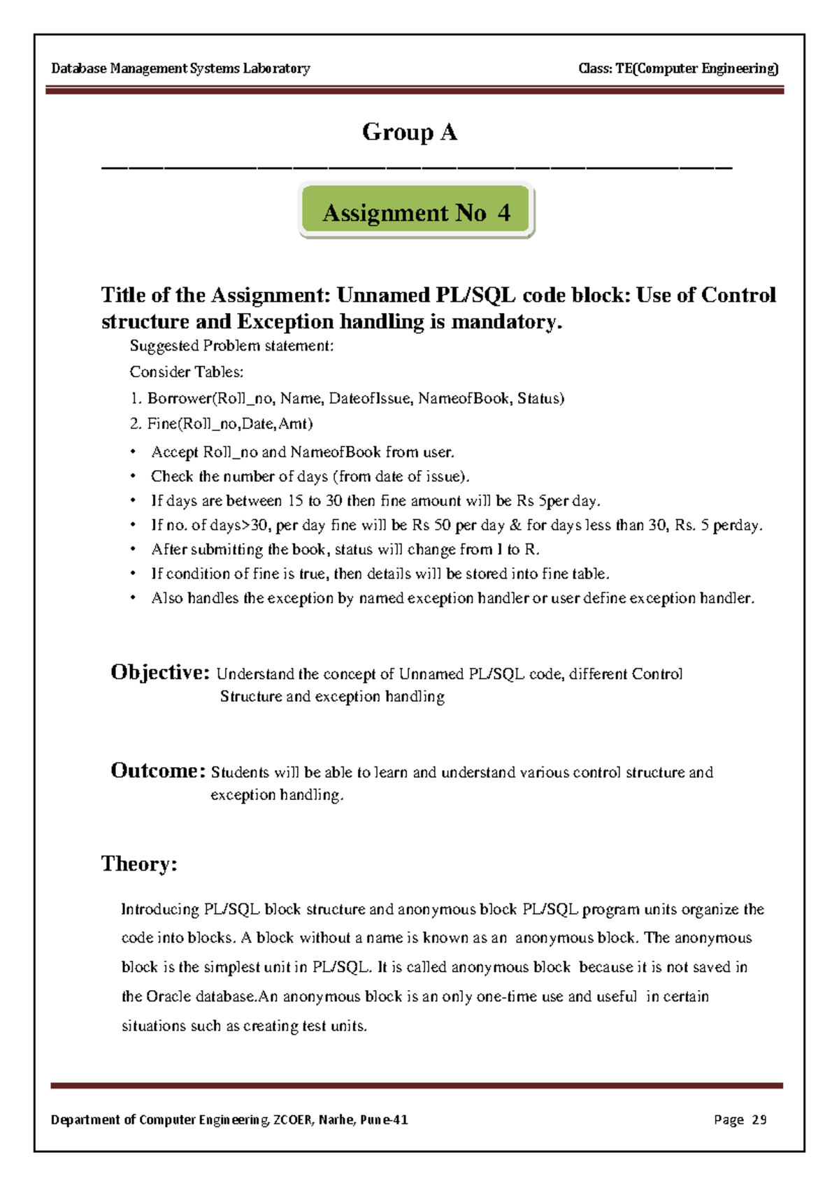 DBMSL TE(Computer Engineering) Lab Assignment 4: Control Structures ...