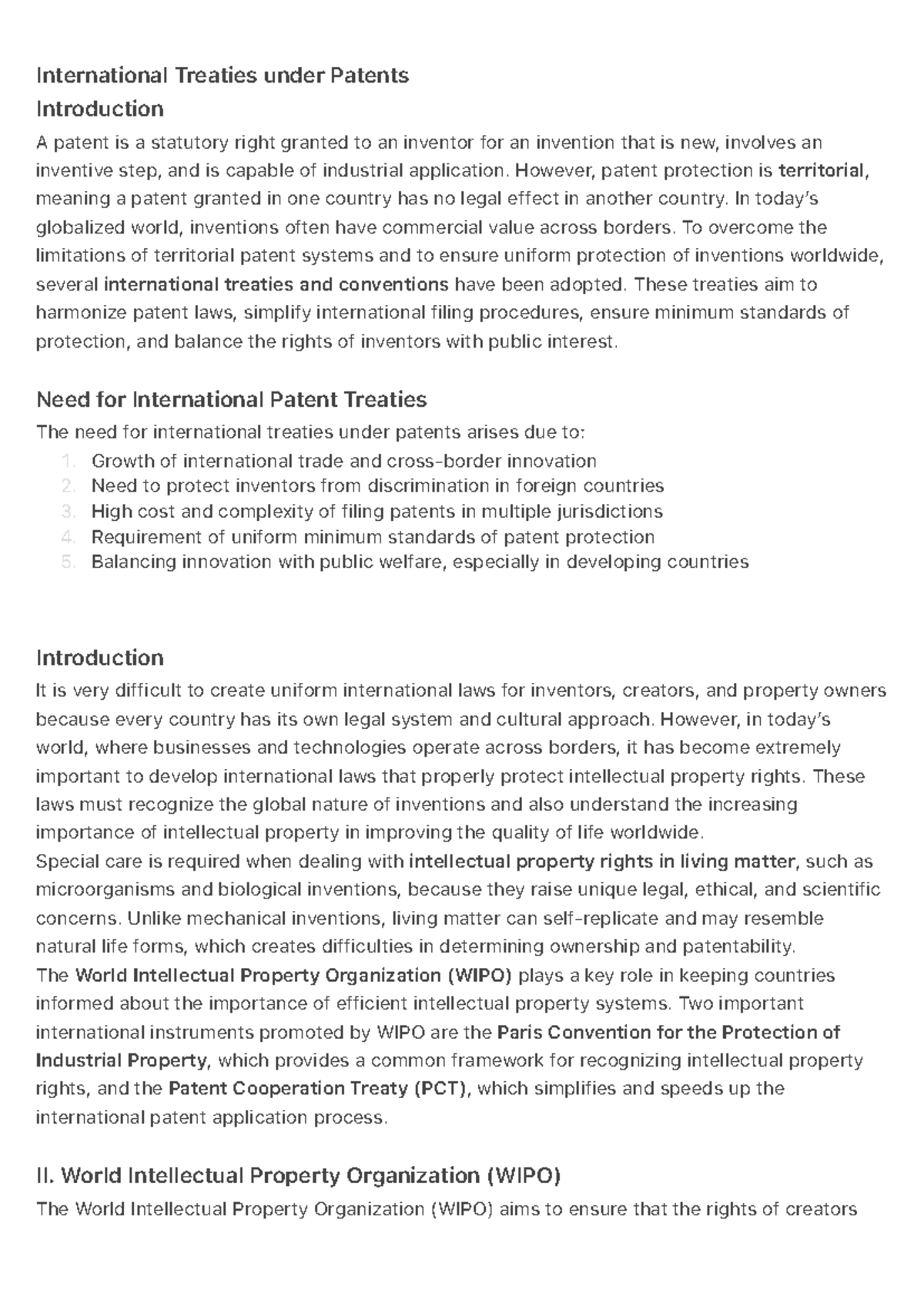 International Treaties and Patents: A Comprehensive Overview - Studocu