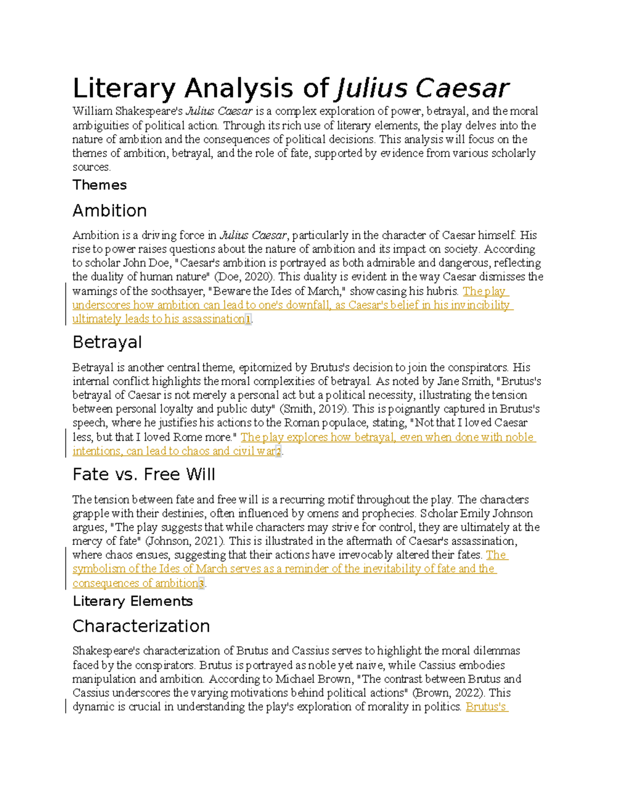 Literary Analysis of Julius Caesar: Themes of Ambition & Betrayal - Studocu