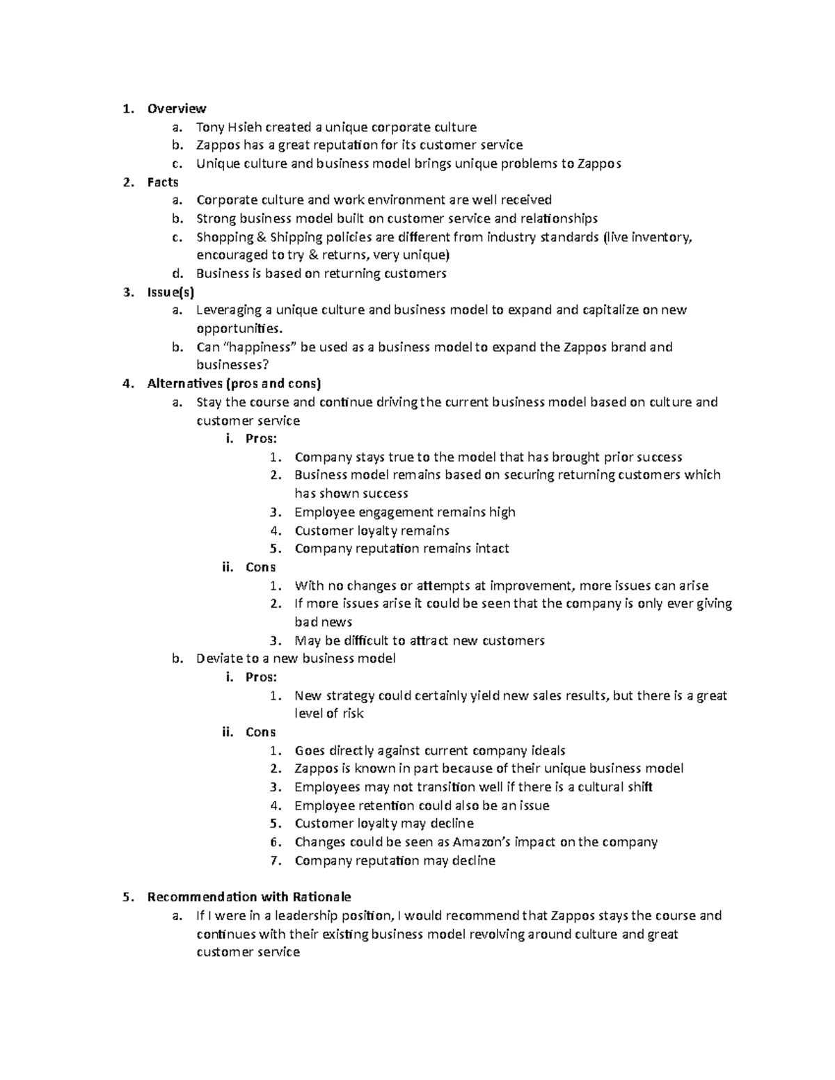 ZAPP501 Case Study: Zappos' Business Model & Culture Challenges - Studocu