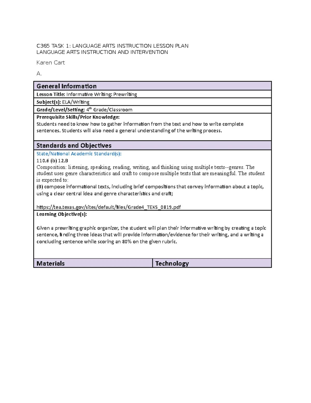 C365 Task 1 submitted and passed - Direct Instruction Lesson Plan Template General Information ...