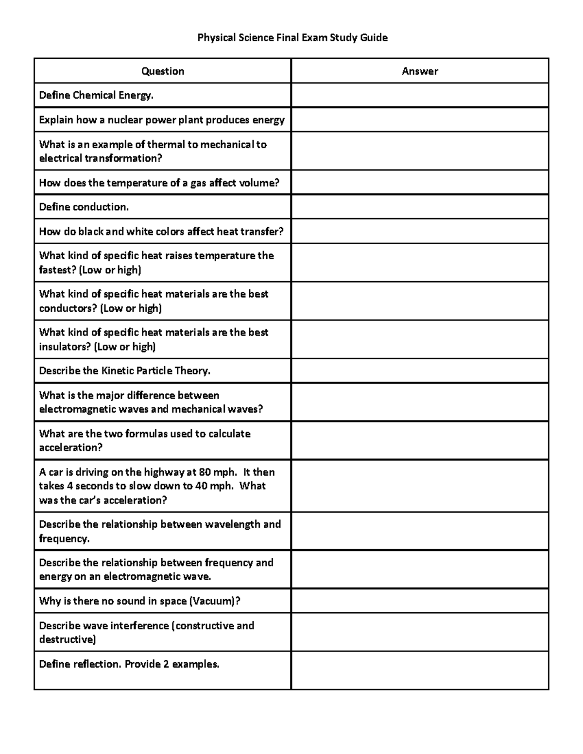 Physical+Science+Final+Exam+Study+Guide - Physical Science Final Exam ...