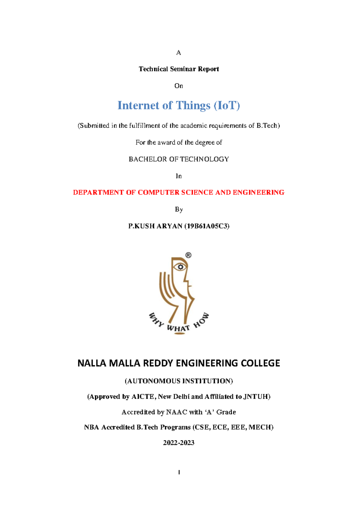 Internet of things - A Technical Seminar Report On Internet of Things ...