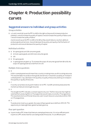 Cambridge Igcse and O Level Economics Workbook Answers - 1 Cambridge ...