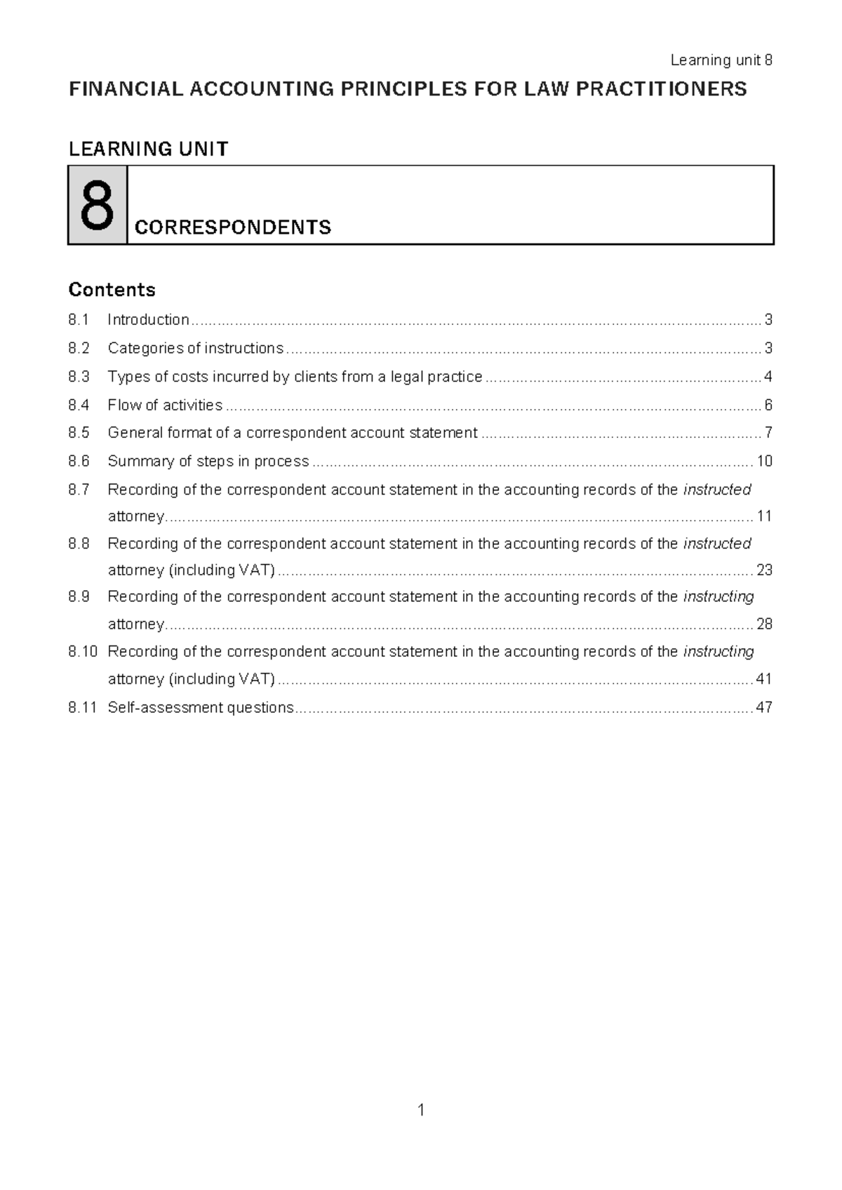 FAC1503 2025 Learning Unit 8: Financial Accounting Principles for Law ...