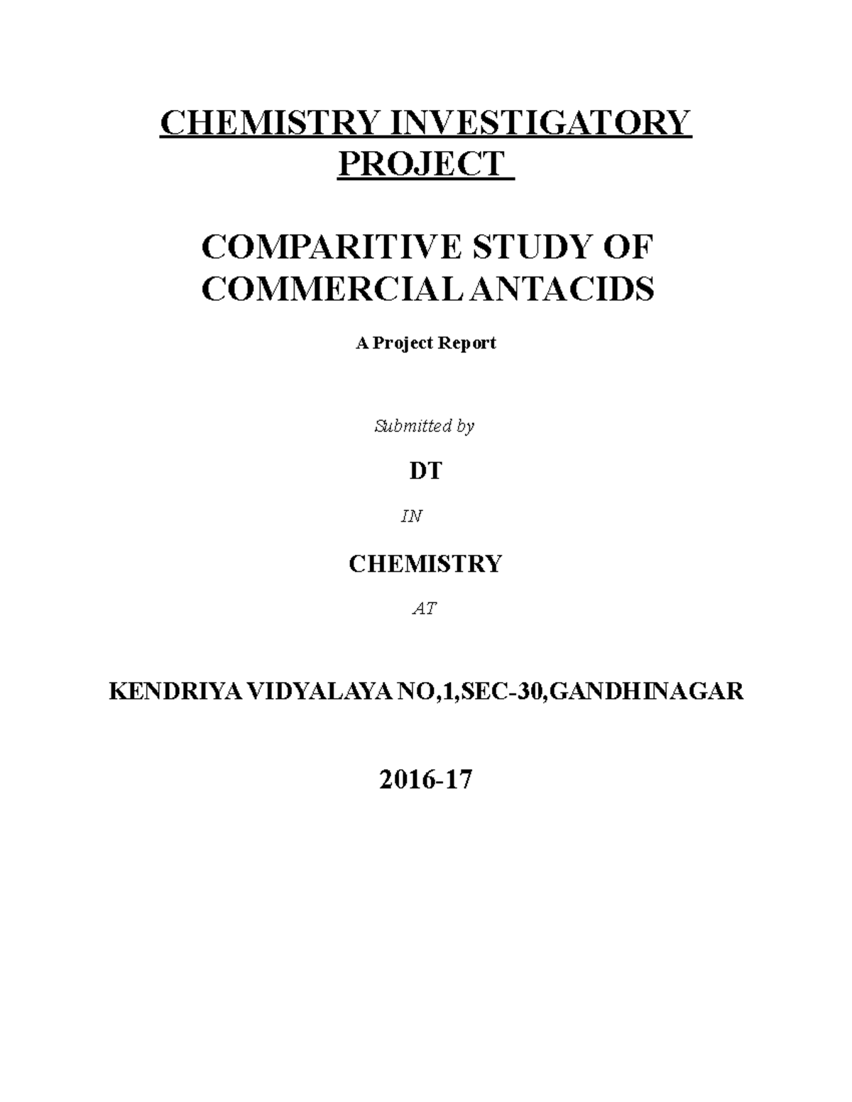 Comparative Study of Commercial Antacids in Chemistry (CHEM-12) - Studocu