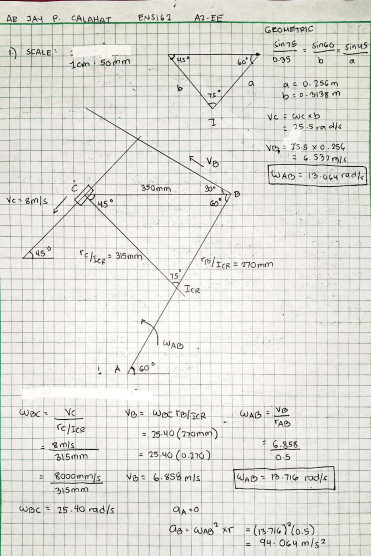 ENS162 Geometric Scale Assignment Analysis and Calculations - Studocu