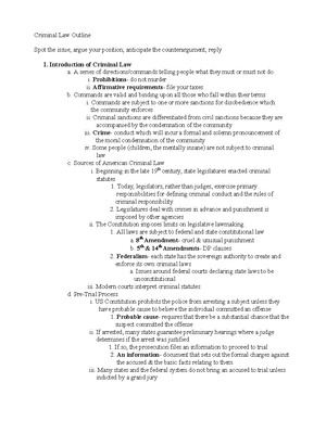 Criminal Law Case Outline: Key Cases and Legal Principles - Criminal ...