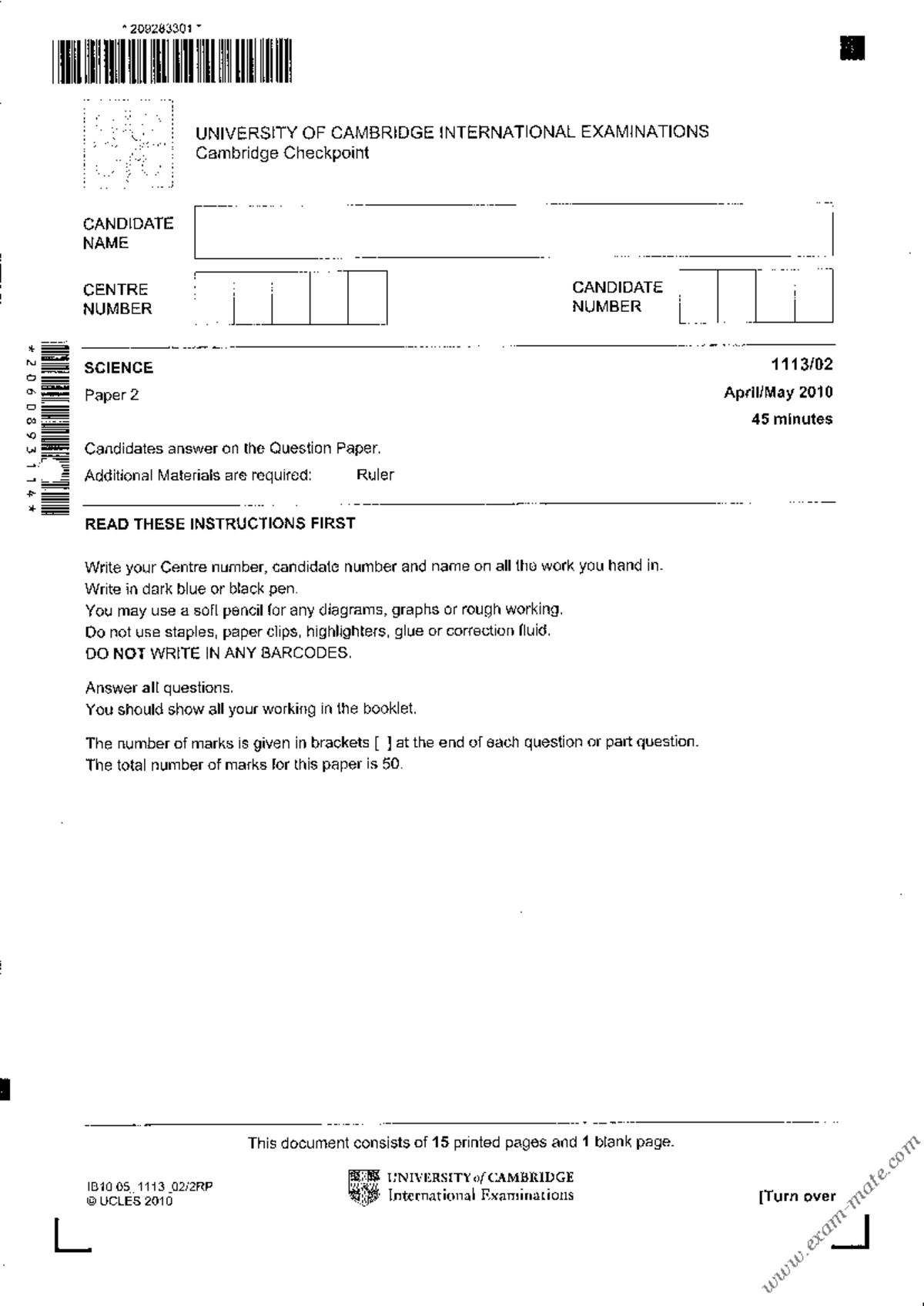 SCI 2010 APR P2 QP - Past Paper Review - Studocu