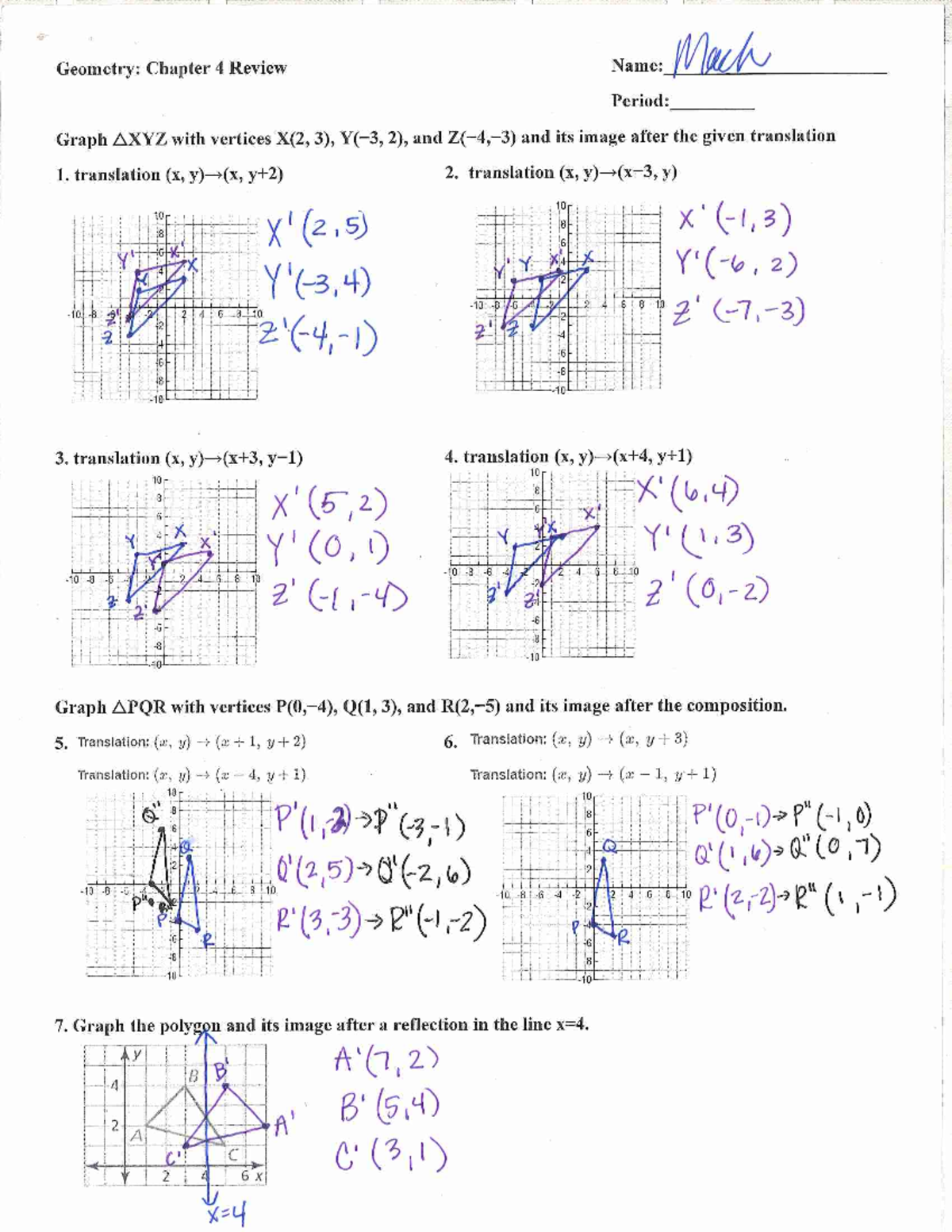 Geometry 101: Chapter 4 Review Key on Transformations and Symmetry - Studocu