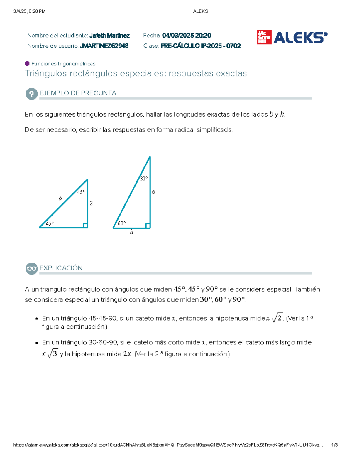 Pre-Cálculo IP-2025: Funciones Trigonométricas y Triángulos Rectángulos - Studocu