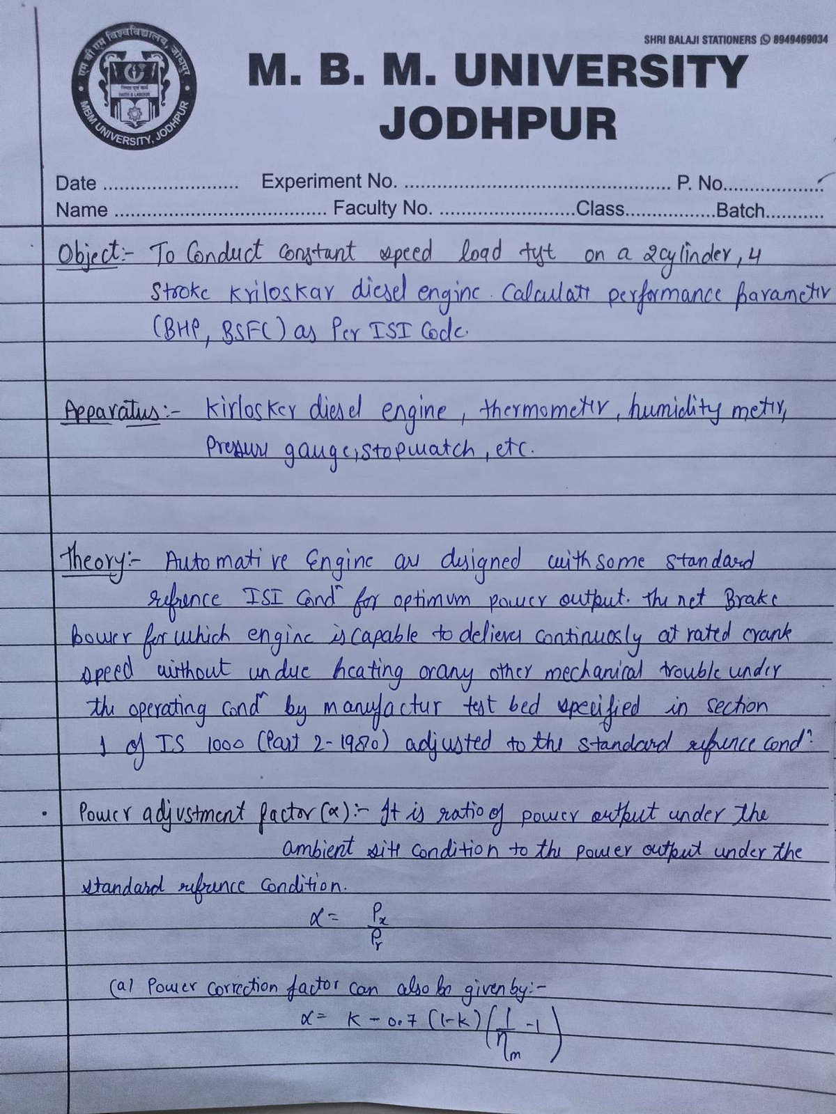Experiment Notes for Mechanical Engineering (ME 101) at MBM University ...