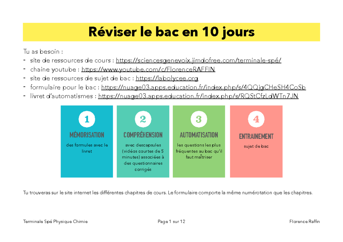 Révision Bac Spécialité PC: Guide Complet en 10 Jours - Studocu