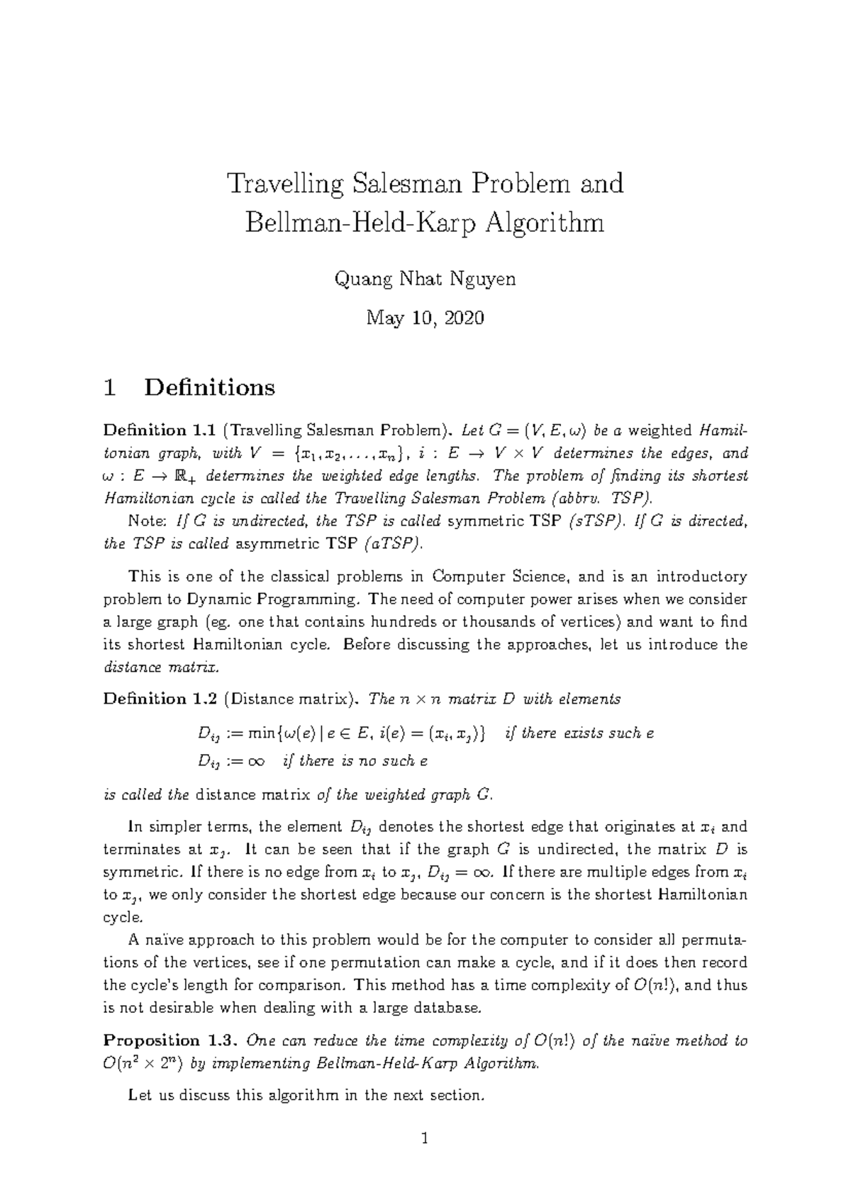 CTRR - Study Notes on the Travelling Salesman Problem & BHK Algorithm ...