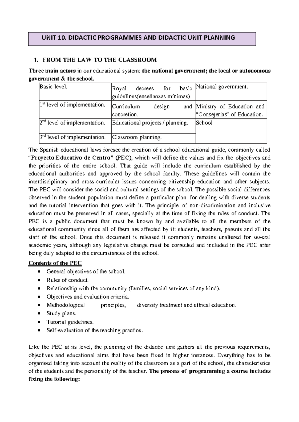 Didactic Programmes and Unit Planning for Effective Education Design ...
