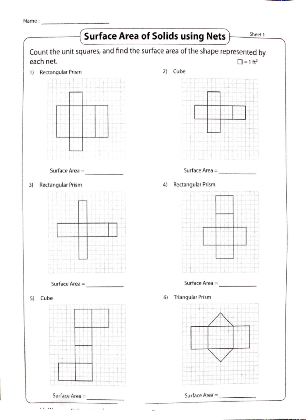 Kevin Marin - Wed 4-21 CW - Nam e: _ _________ _ Surface Area of Solids ...