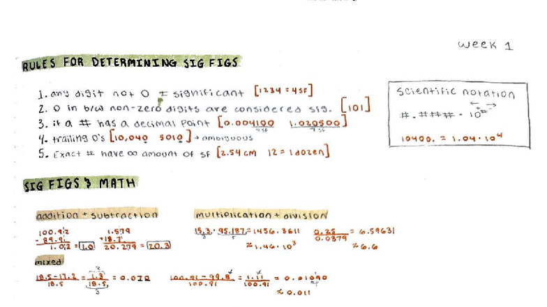 CHEM 101 Week 1 - Sig Figs and Unit Conversions Notes - Studocu