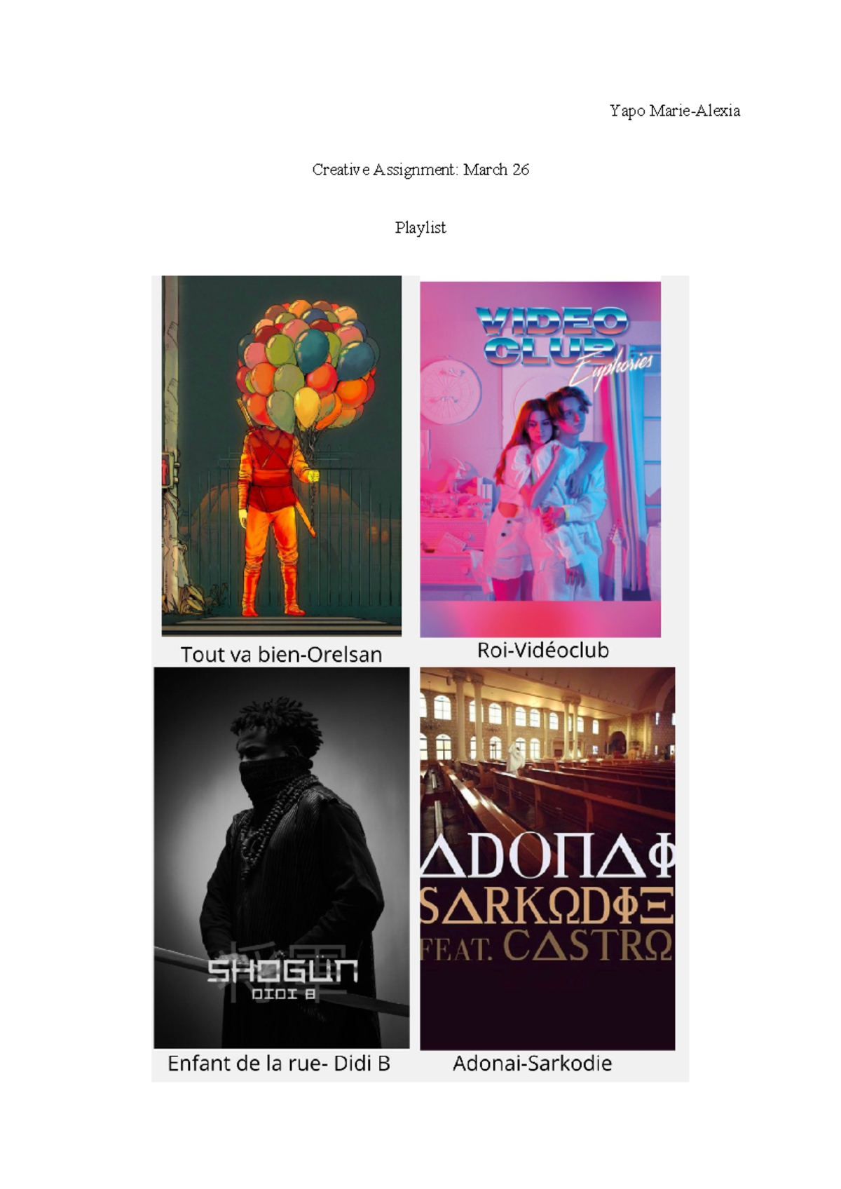 Creative Project 310: Playlist Reflecting My Cultural Identity - Studocu