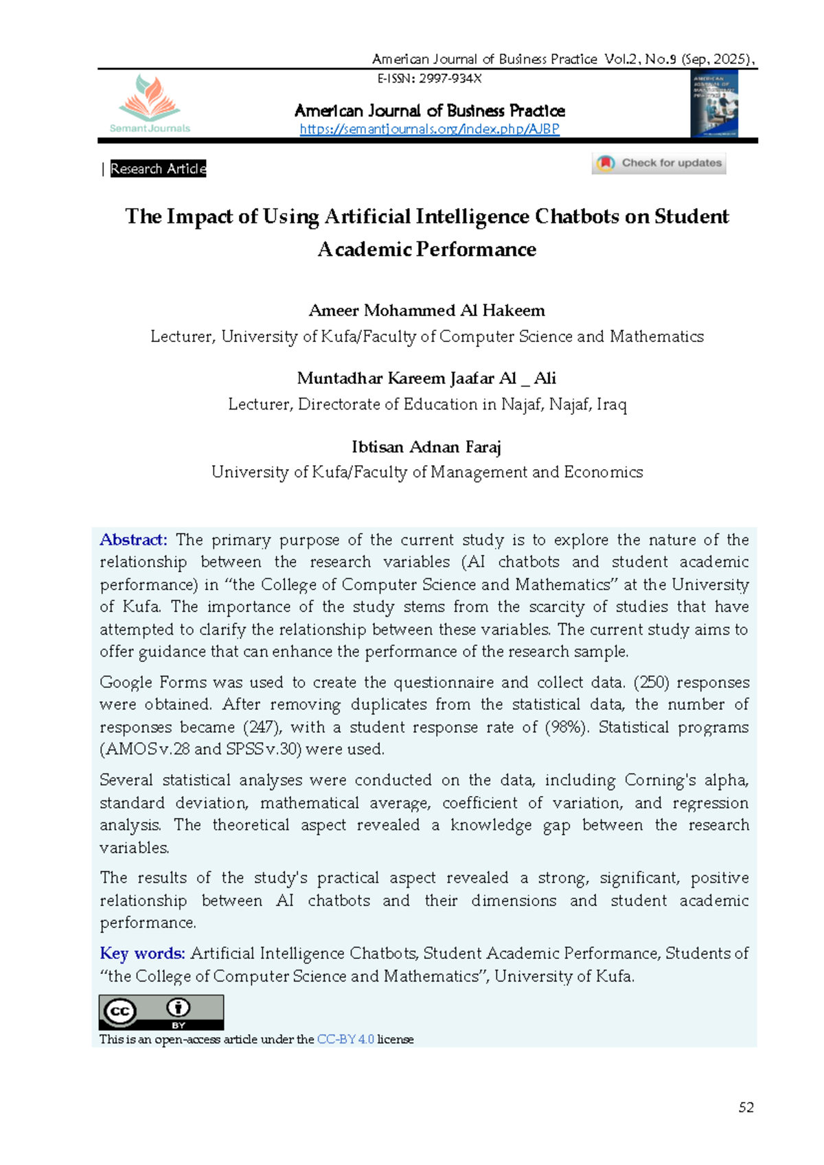 The Impact of AI Chatbots on Student Performance in Business Practice ...