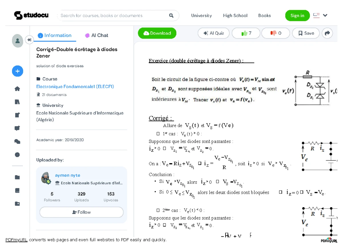 TD3 Diode Zener et Régulateurs - Exercice Complet - Studocu