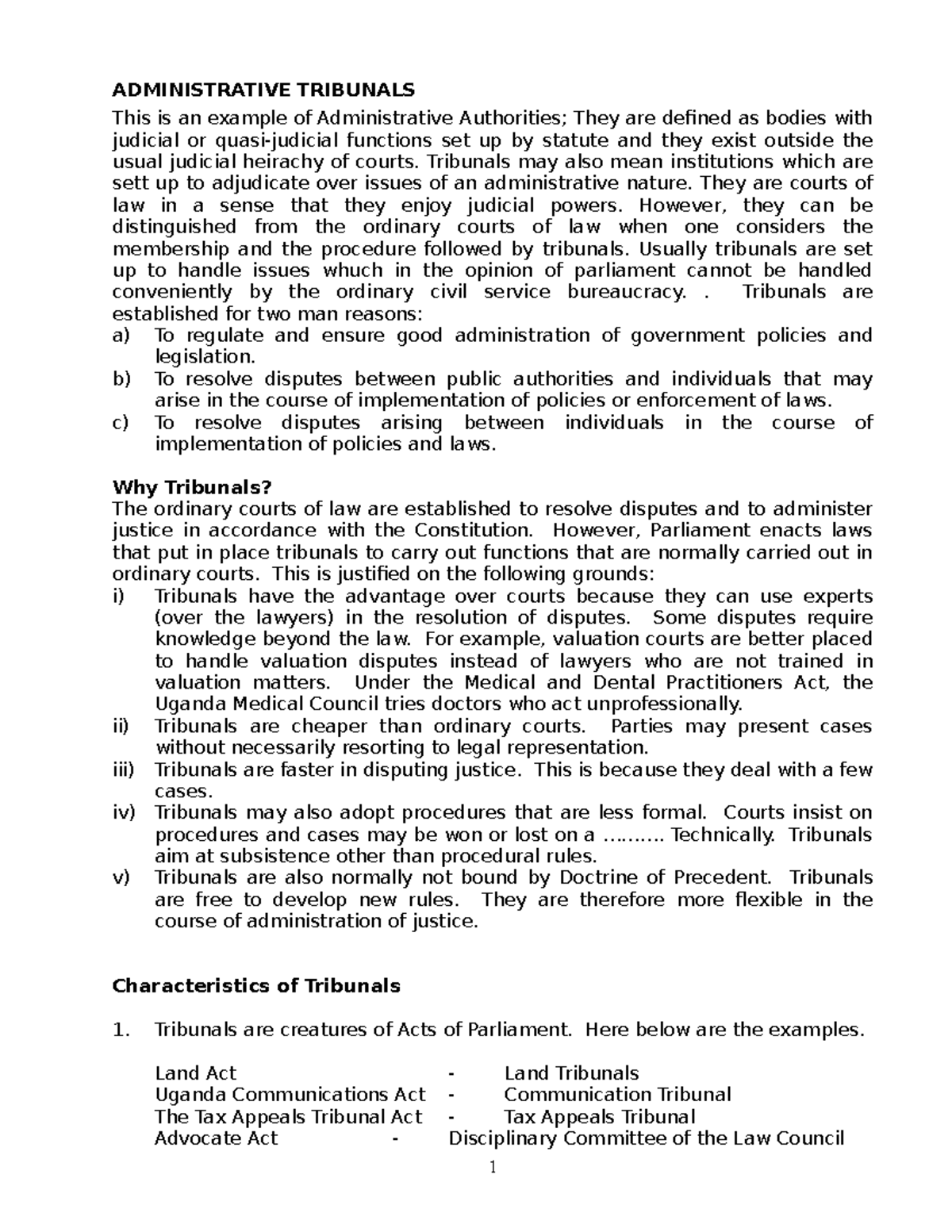Administrative Tribunals: Functions, Characteristics, and Procedures ...
