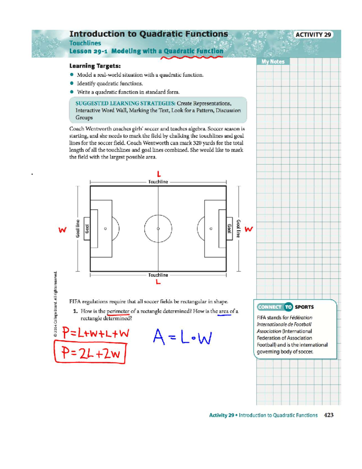 Algebra 1 Lesson 29-1: Modeling with Quadratic Functions - Studocu