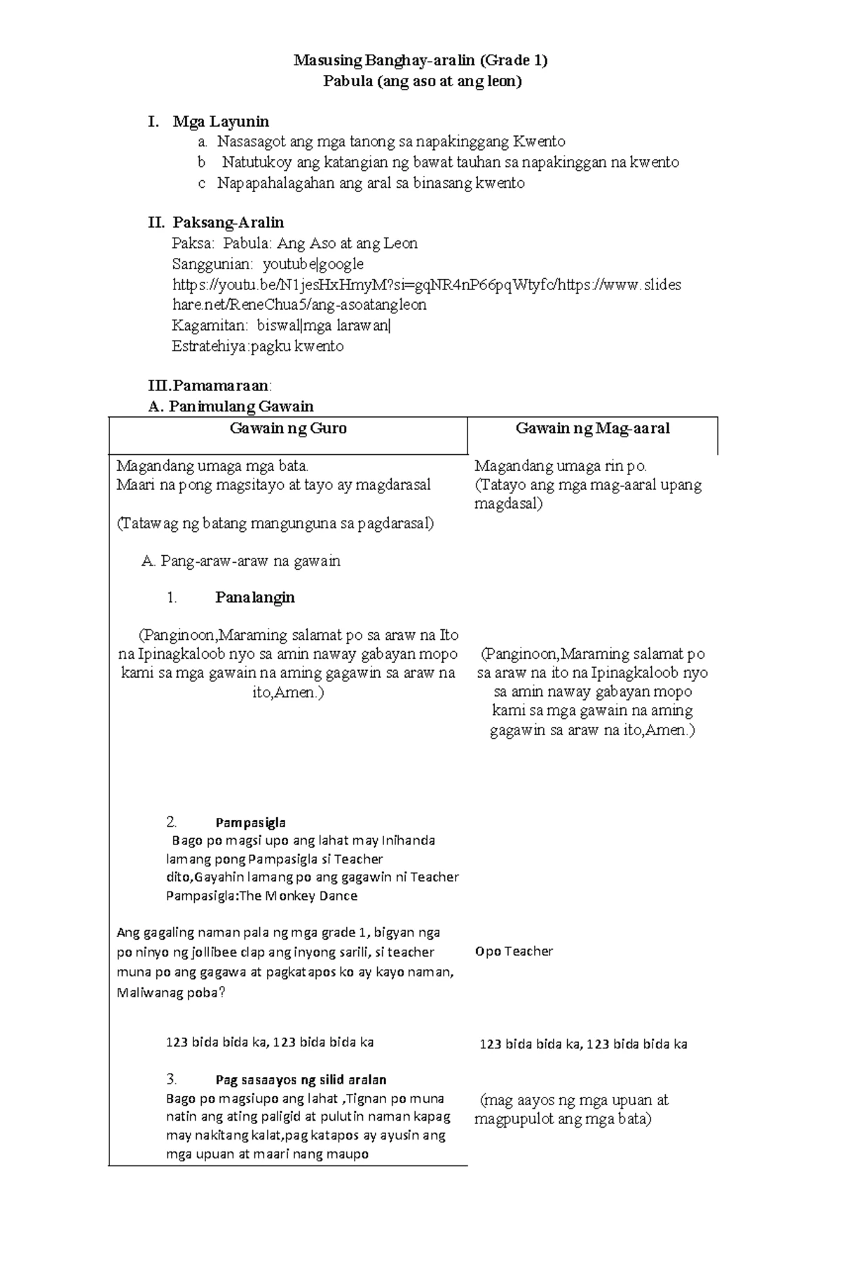 Detailed Lesson Plan for Filipino 3: Sanhi at Bunga - Studocu