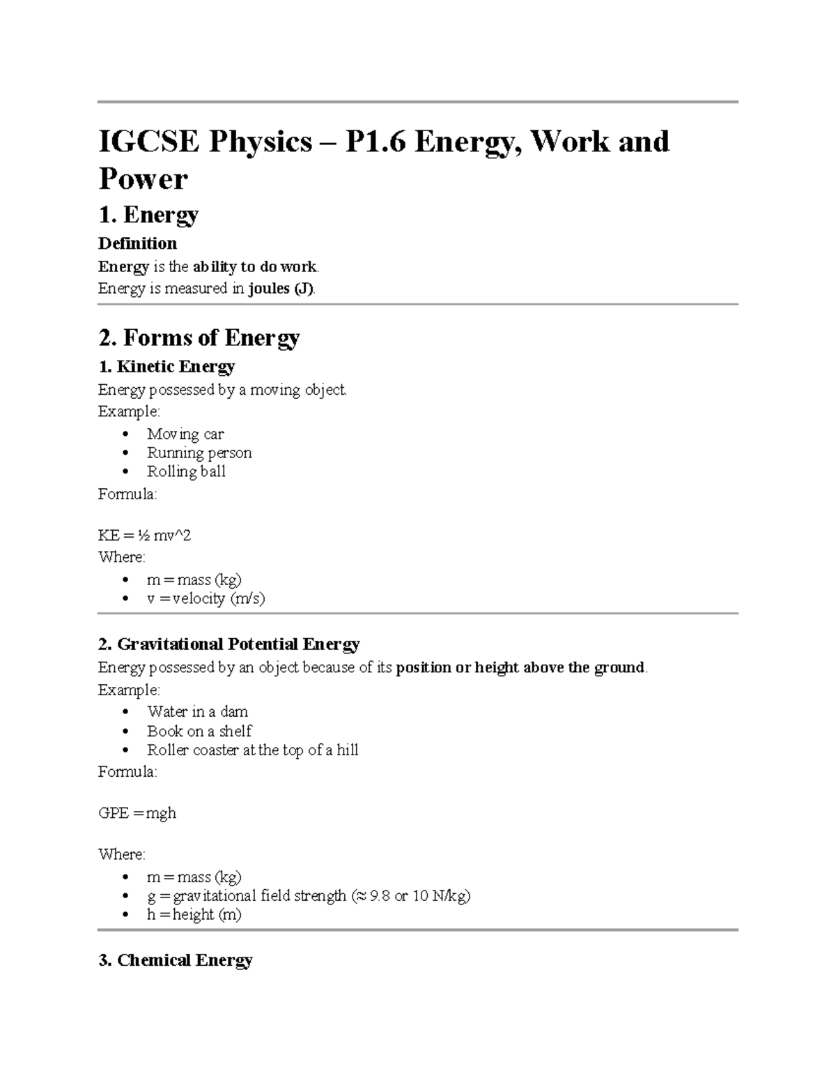Work And Power Physics Igcse
