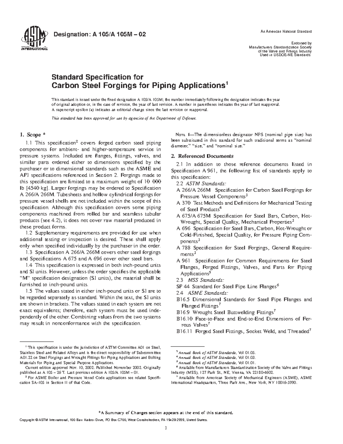 ASTM A105/A 105M - Standard Specification for Carbon Steel Forgings ...