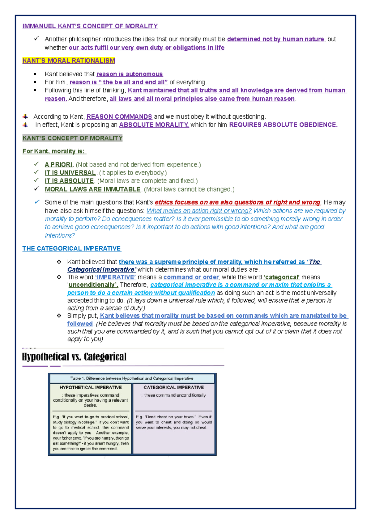 E THICSS - Lesson in Ethics: Kantian Morality & Utilitarianism Overview ...