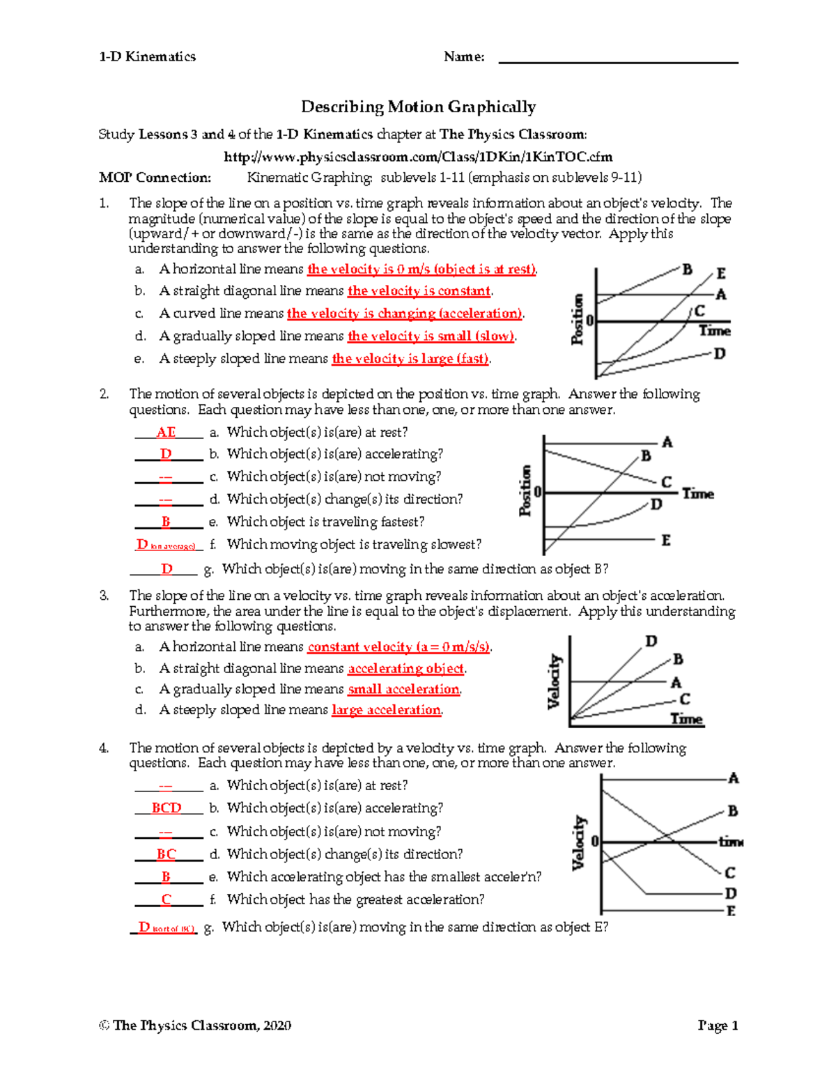 Kinematics (PHYS 101): Motion Graphs Study Lessons 3 & 4 - Studocu