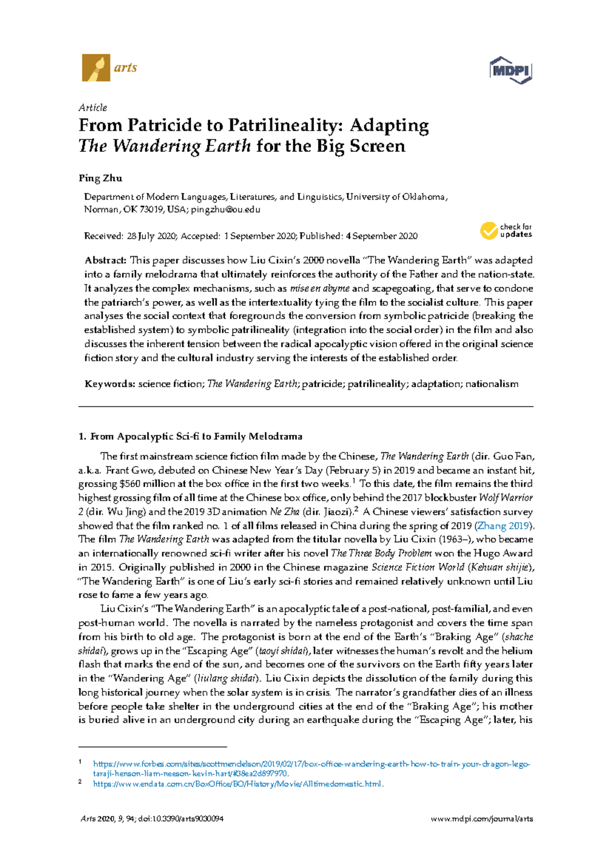 Adapting The Wandering Earth: Patricide to Patrilineality Insights ...