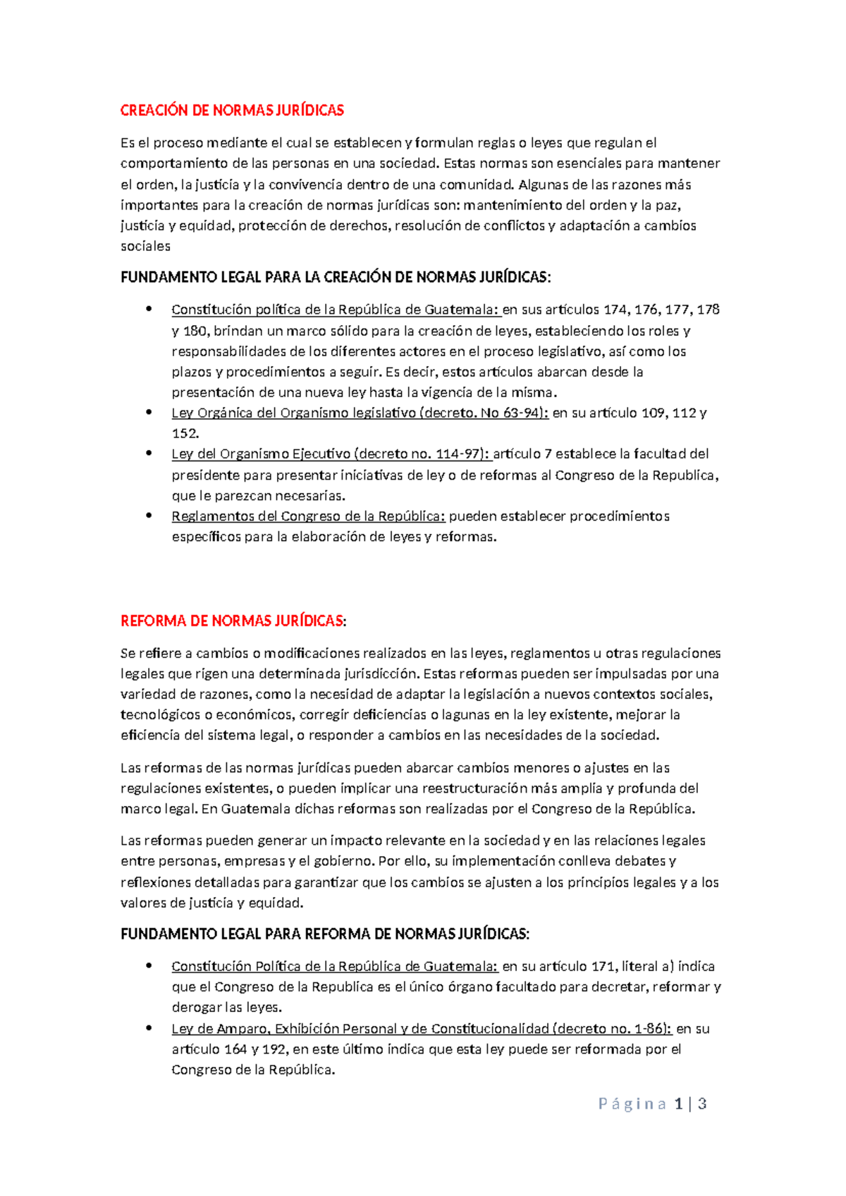 CREACIÓN, REFORMA Y DEROGACIÓN DE NORMAS JURÍDICAS - Studocu