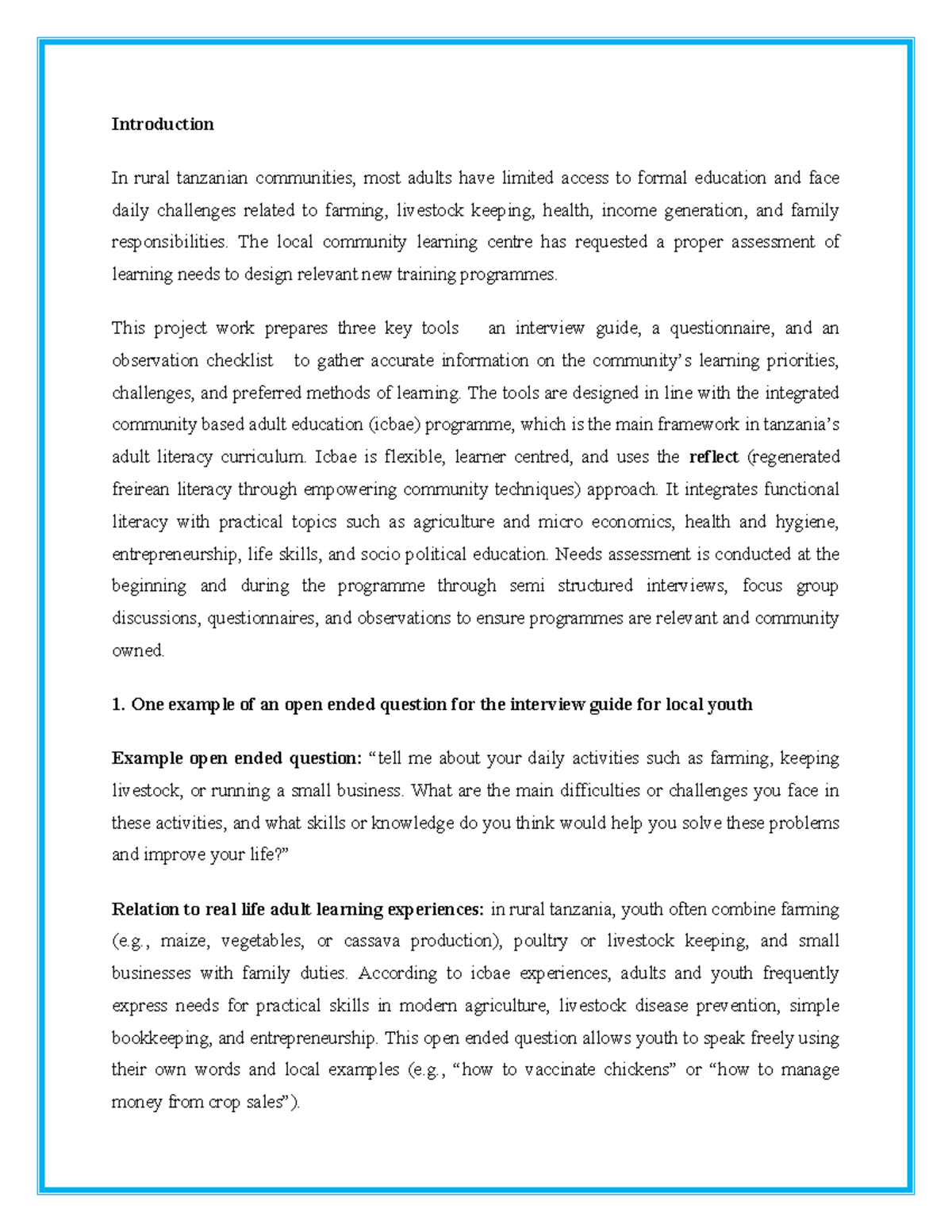 Management of Adult Literacy Programmes & Centers for TCAECD & TCACE ...
