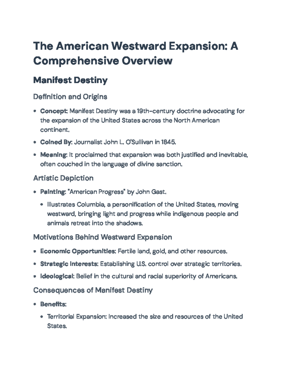 American Westward Expansion: Manifest Destiny & Its Consequences - The ...